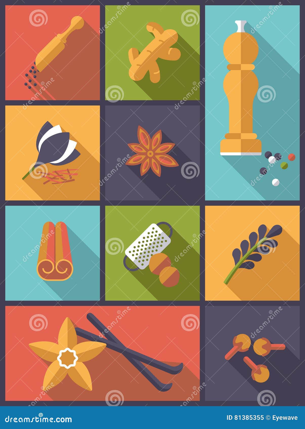 Spices Icons Vertical Vector Illustration Stock Vector - Illustration ...