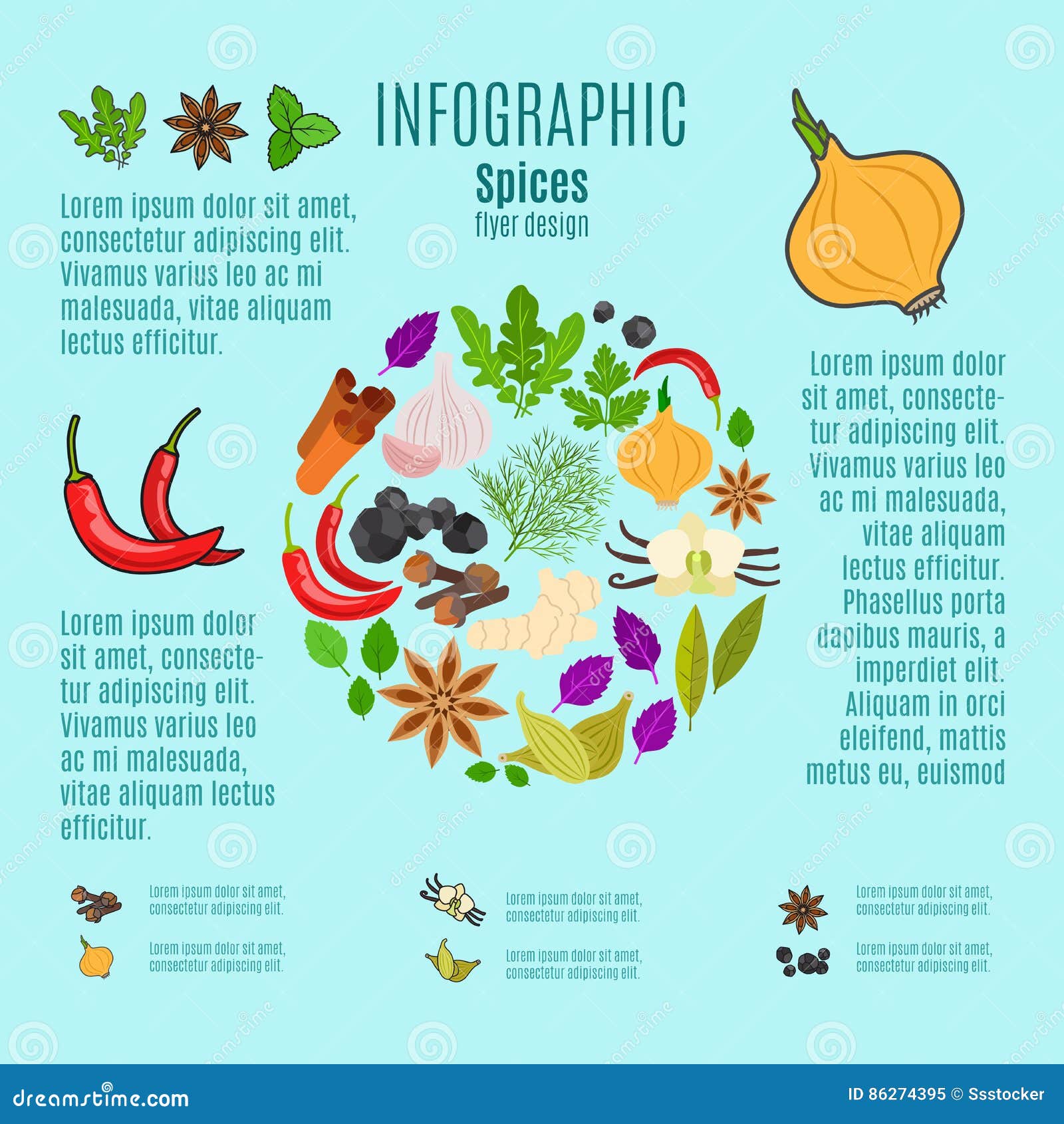 Spices Infographic Design with Cartoon Icons Stock Vector ...