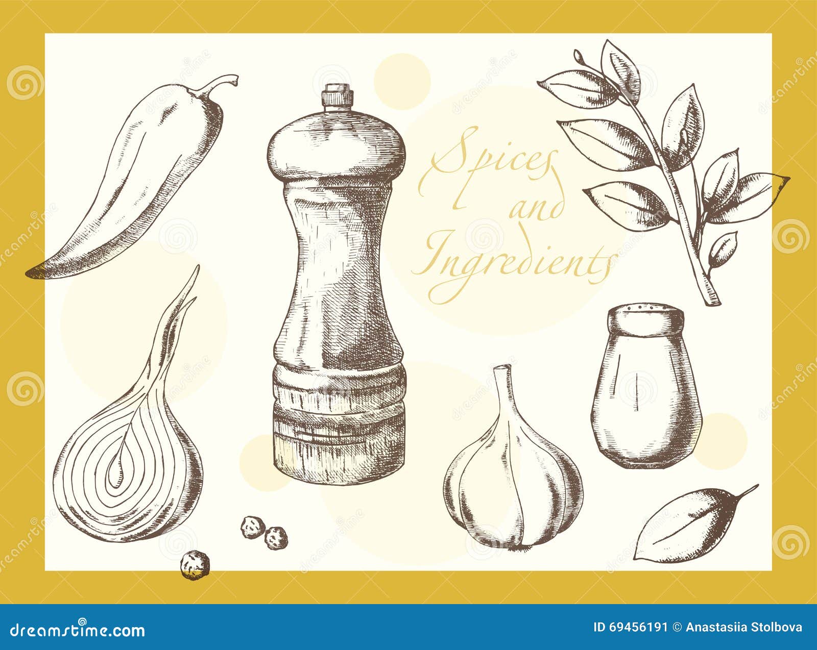 Spices and ingredients stock vector. Illustration of group - 69456191