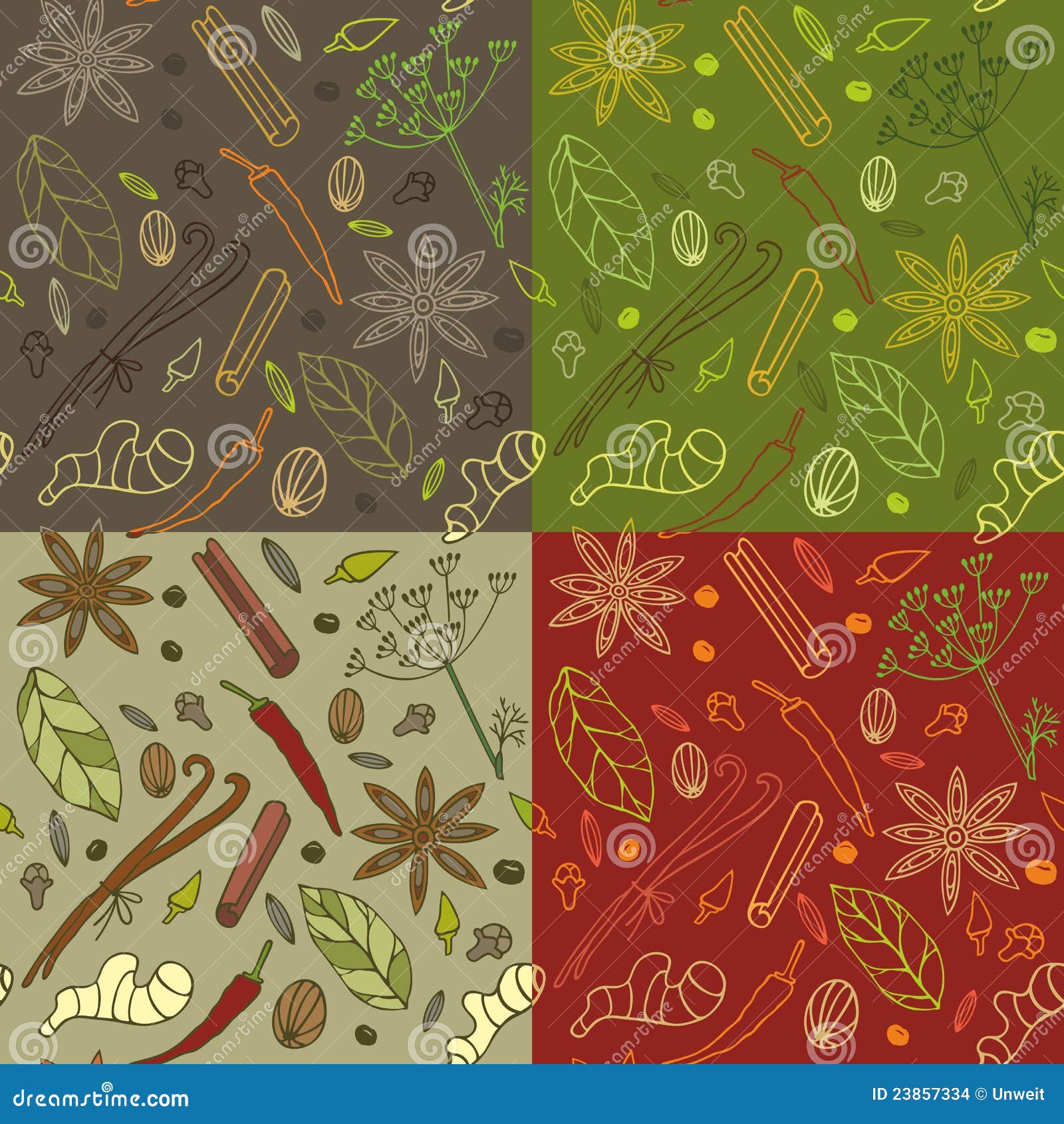 Spices kitchen pattern stock vector. Illustration of yellow - 23857334