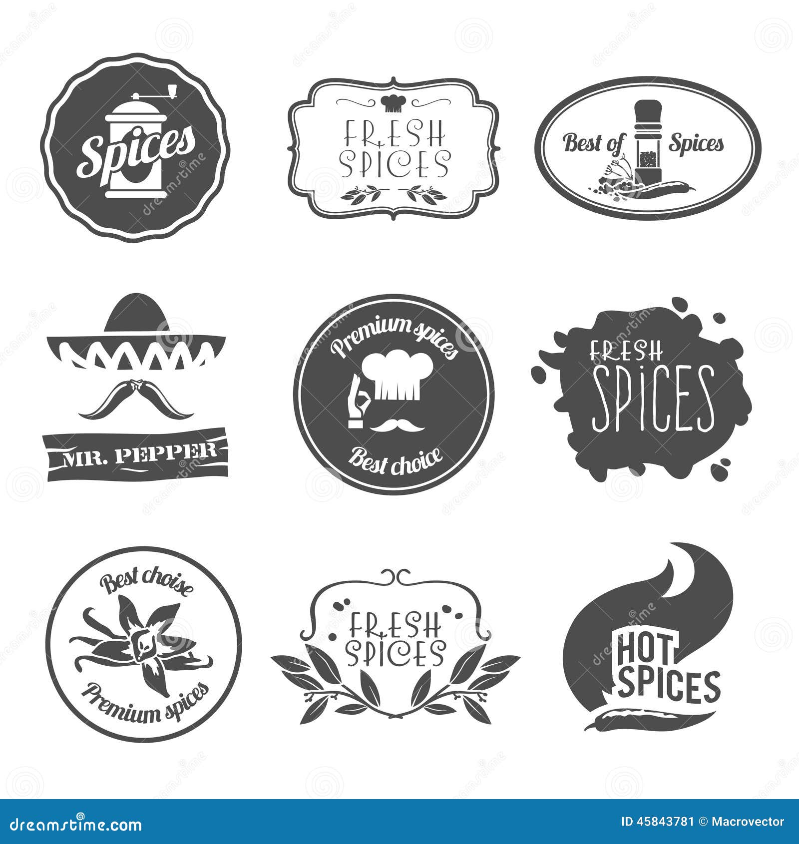 Spices Labels Cartoon Vector | CartoonDealer.com #14420253