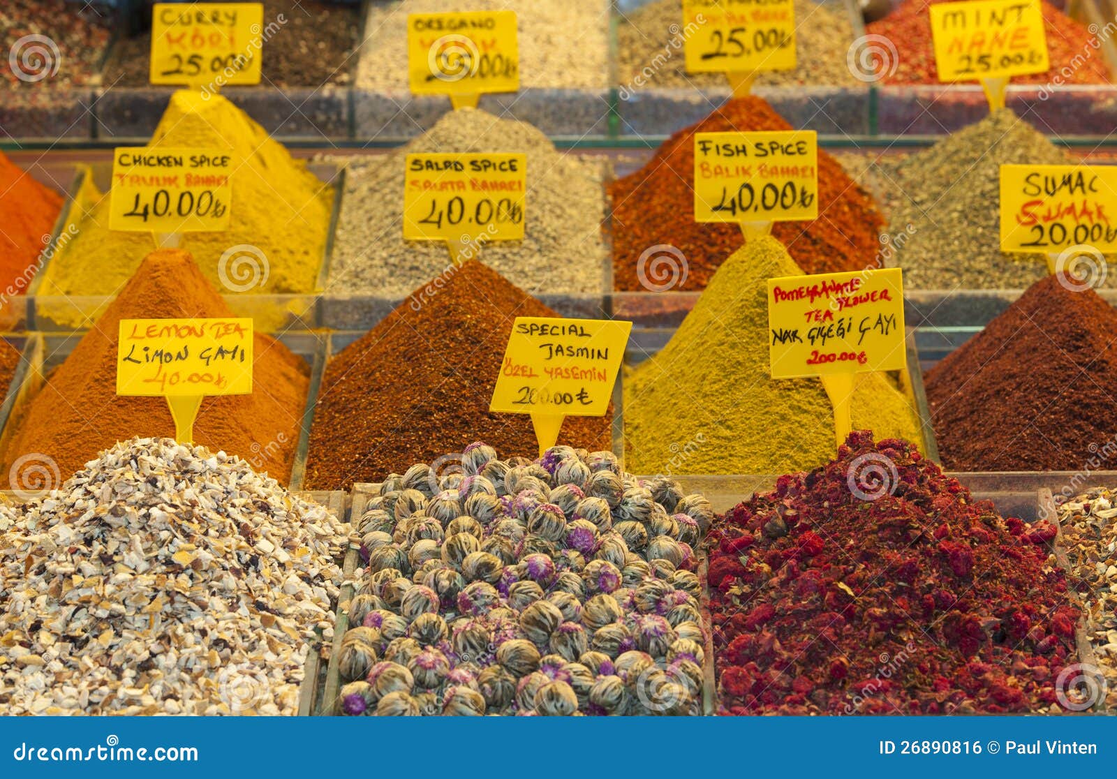 Spices at a market stall stock photo. Image of colourful - 26890816
