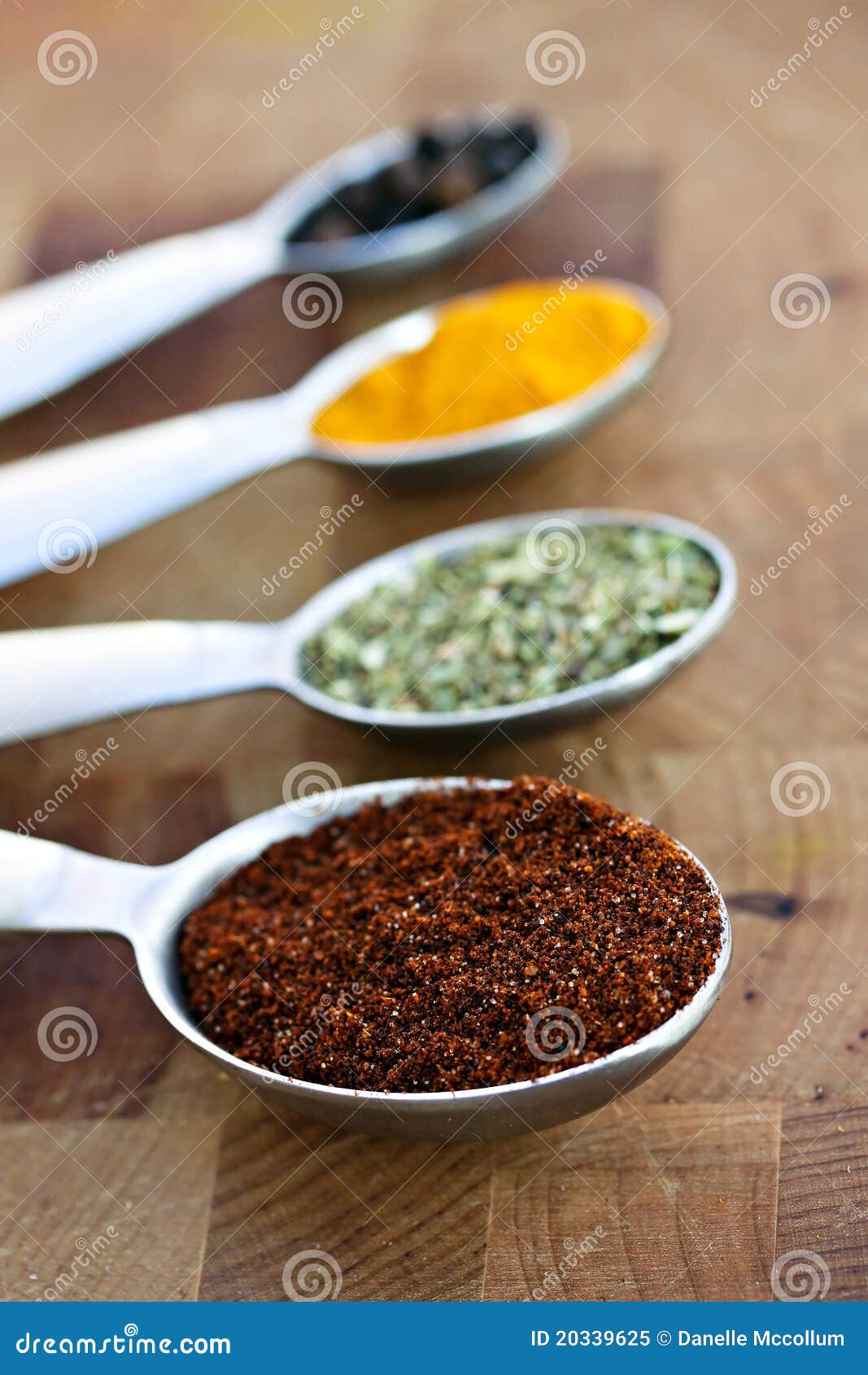 Spices in Measuring Spoons stock image. Image of measuring - 20339625