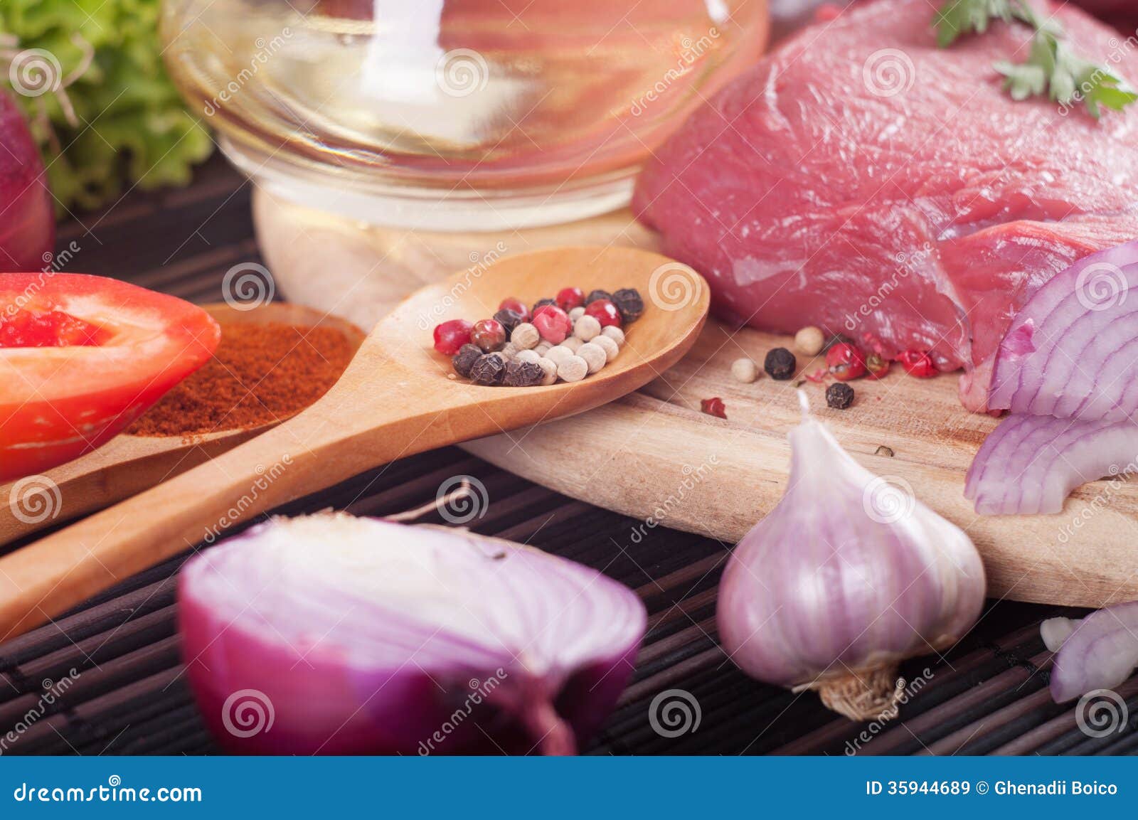 Spices and meat stock image. Image of freshness, closeup - 35944689