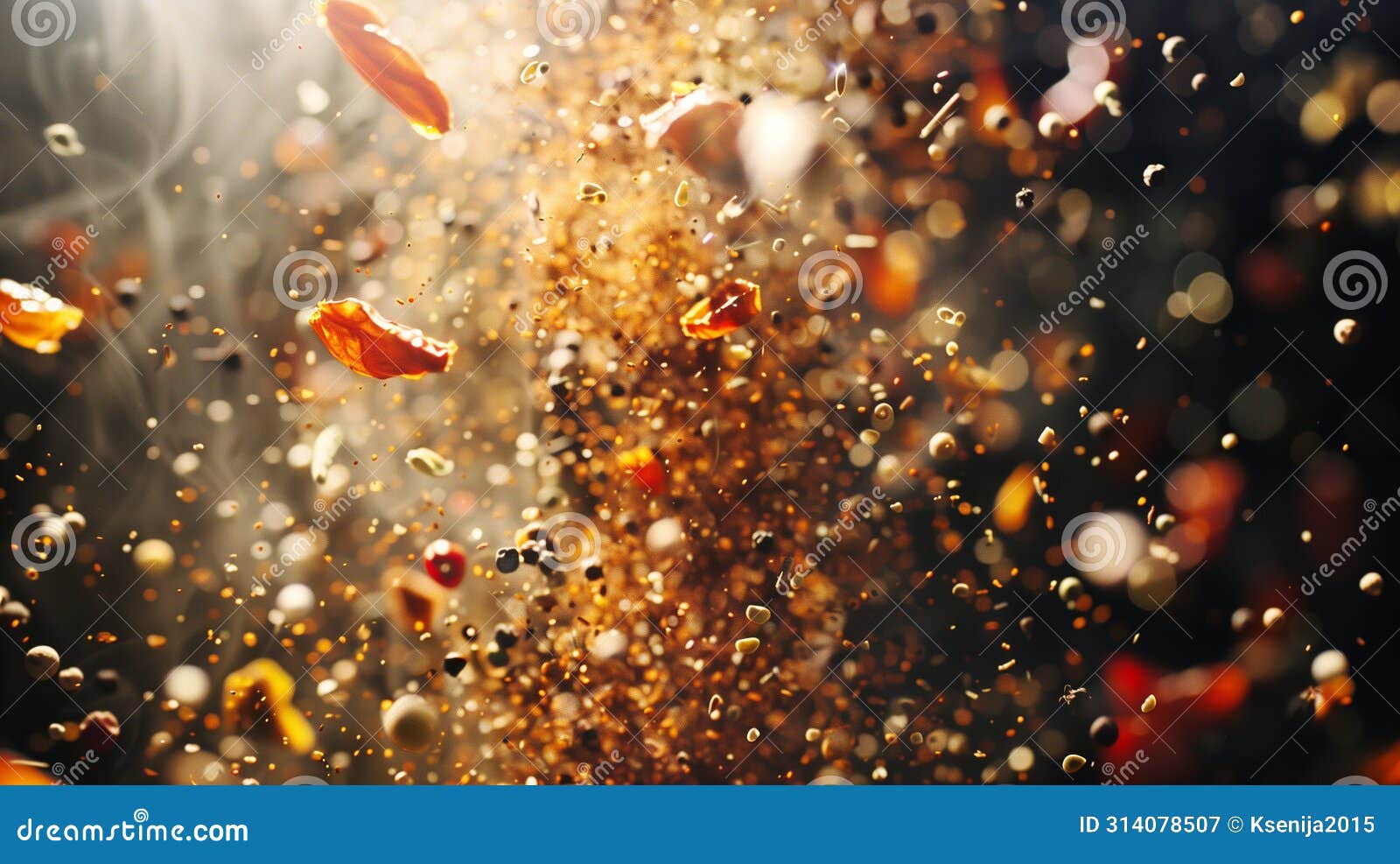 Spices Mix Explosion on Black Background Stock Illustration ...