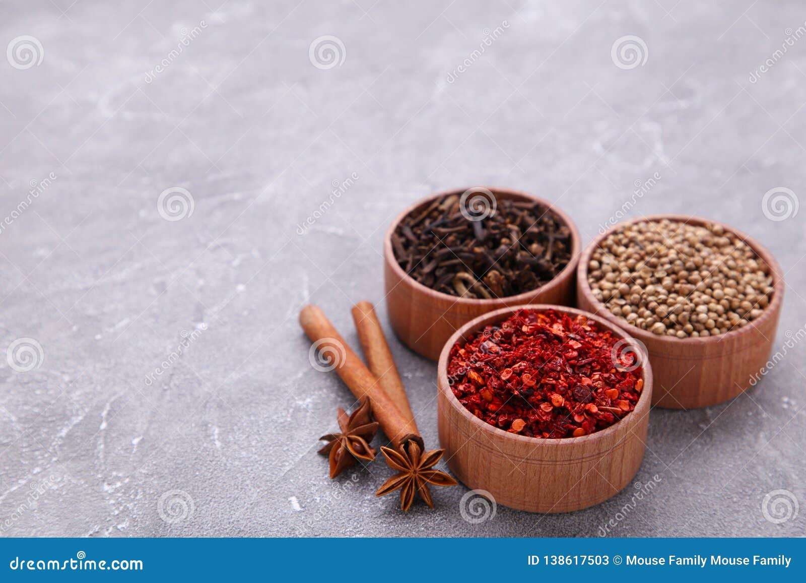 Spices Mix on a Grey Background. Top View Stock Image - Image of heap ...