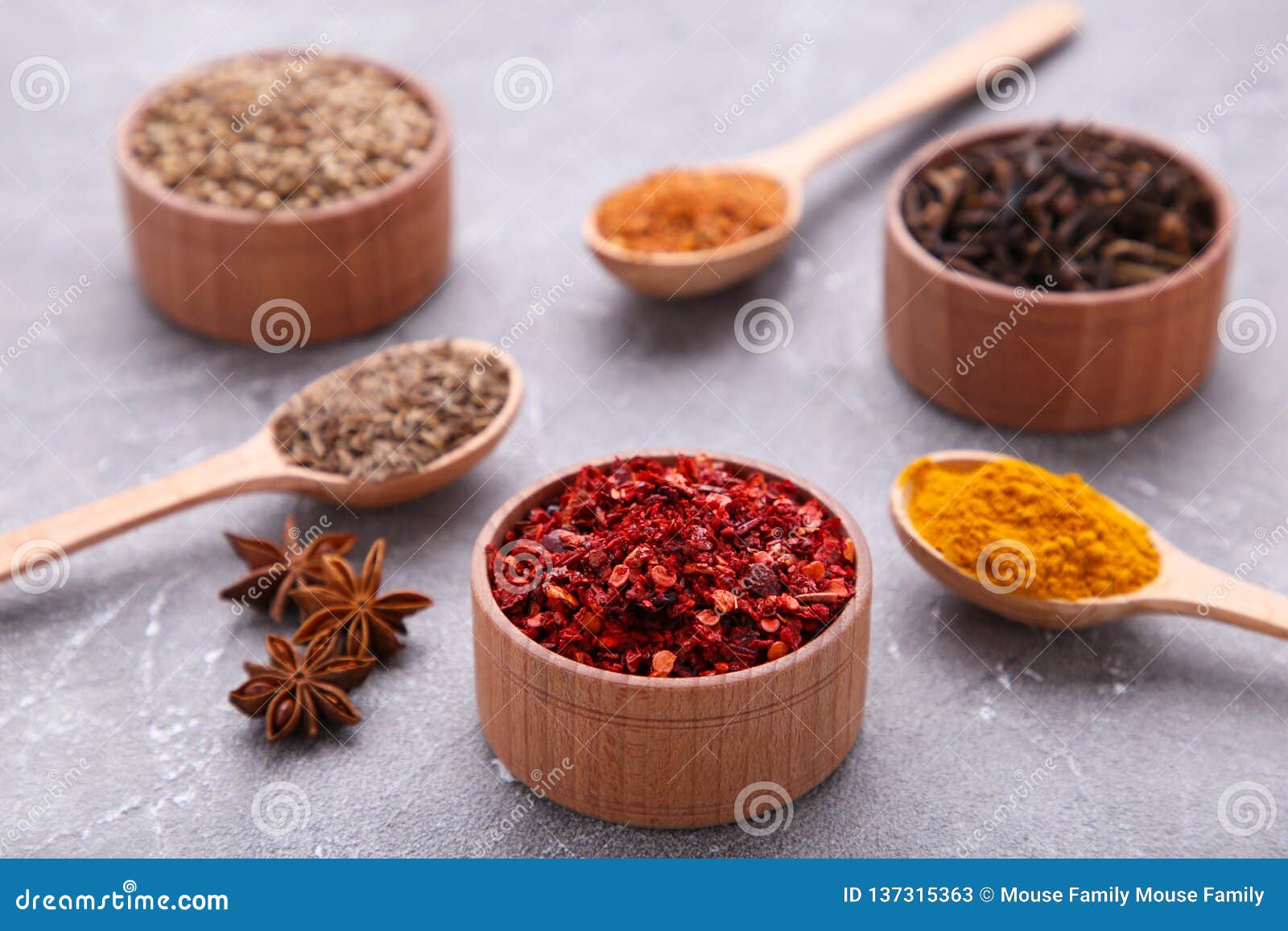 Spices Mix on a Grey Background. Top View Stock Image - Image of french ...