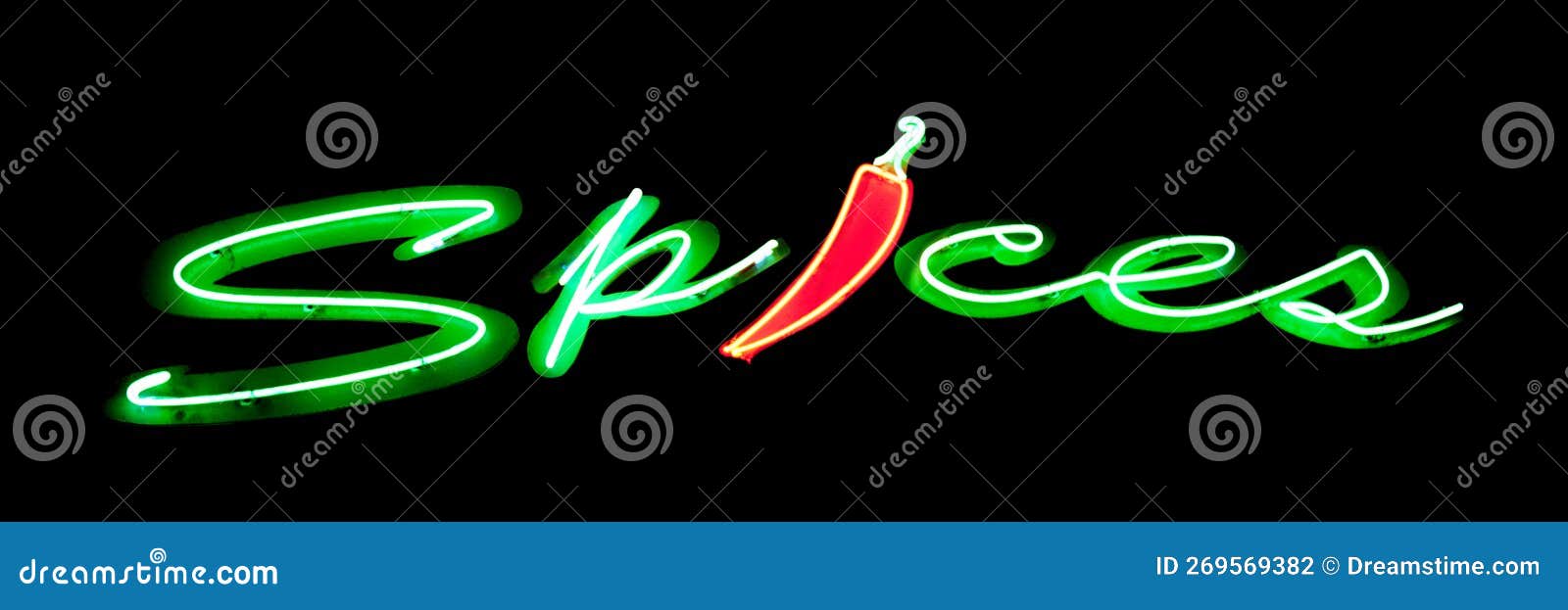 Spices - Neon light editorial photography. Image of green - 269569382