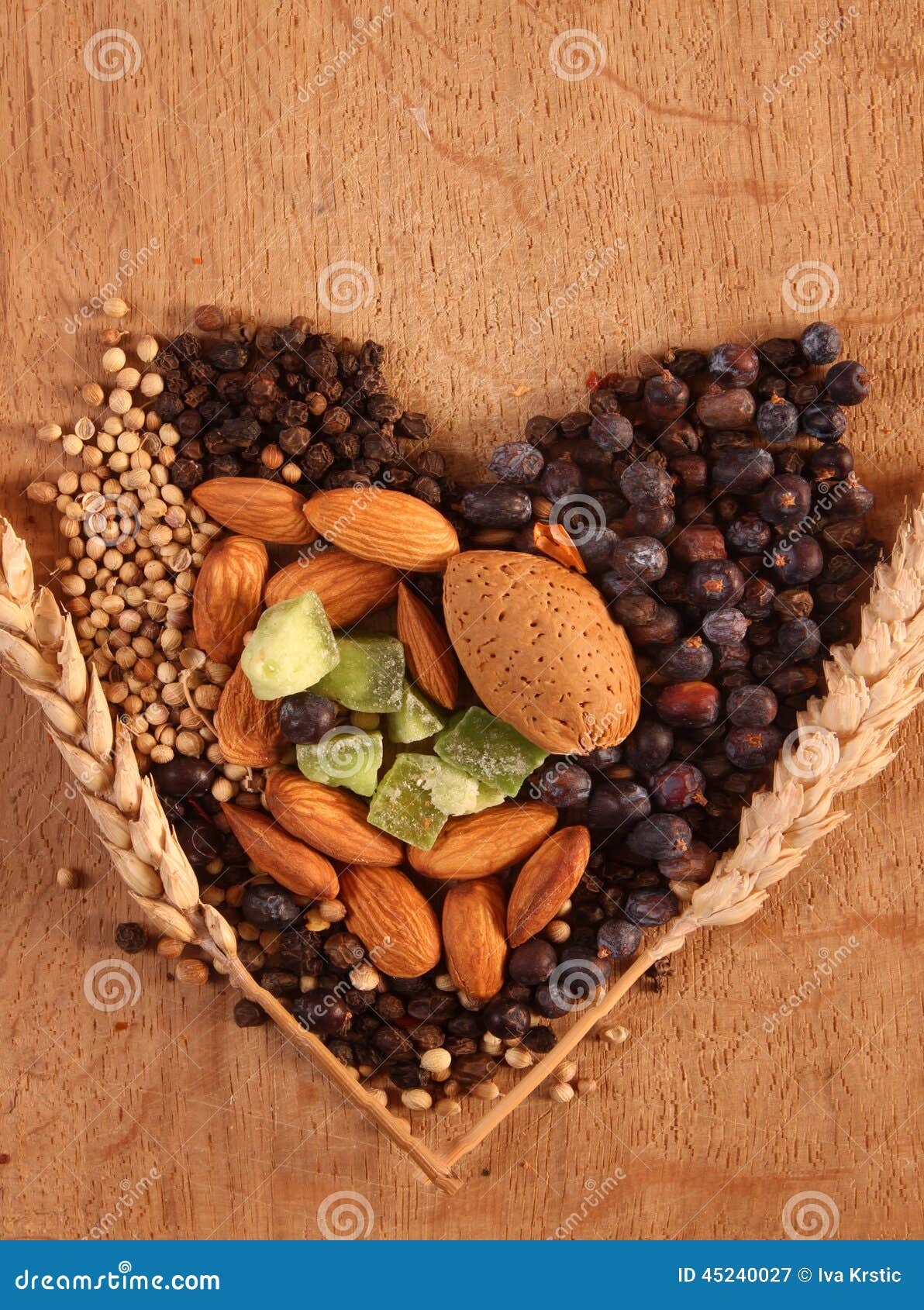 Spices and Nuts in Heart Shape Stock Image - Image of natural, fresh ...
