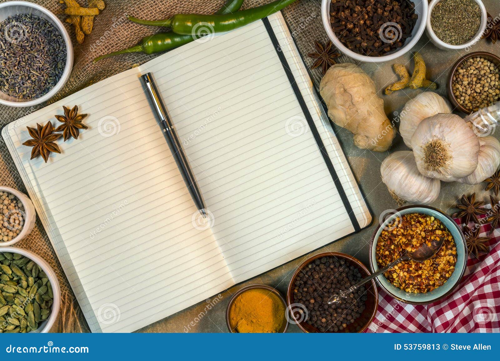Recipe Book And Baking Ingredients. Food Background Stock Photo ...