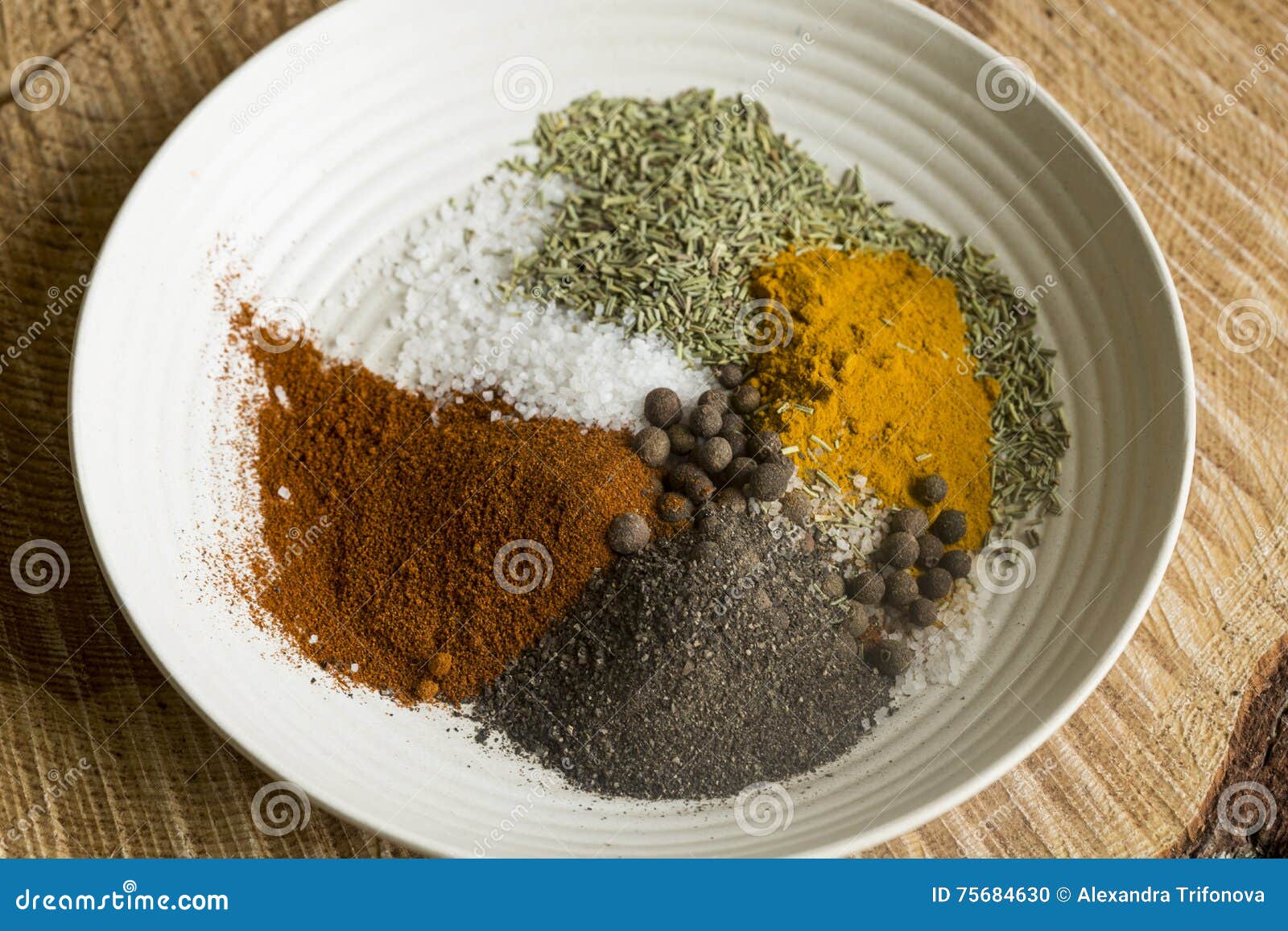 Spices on a plate stock photo. Image of background, health - 75684630