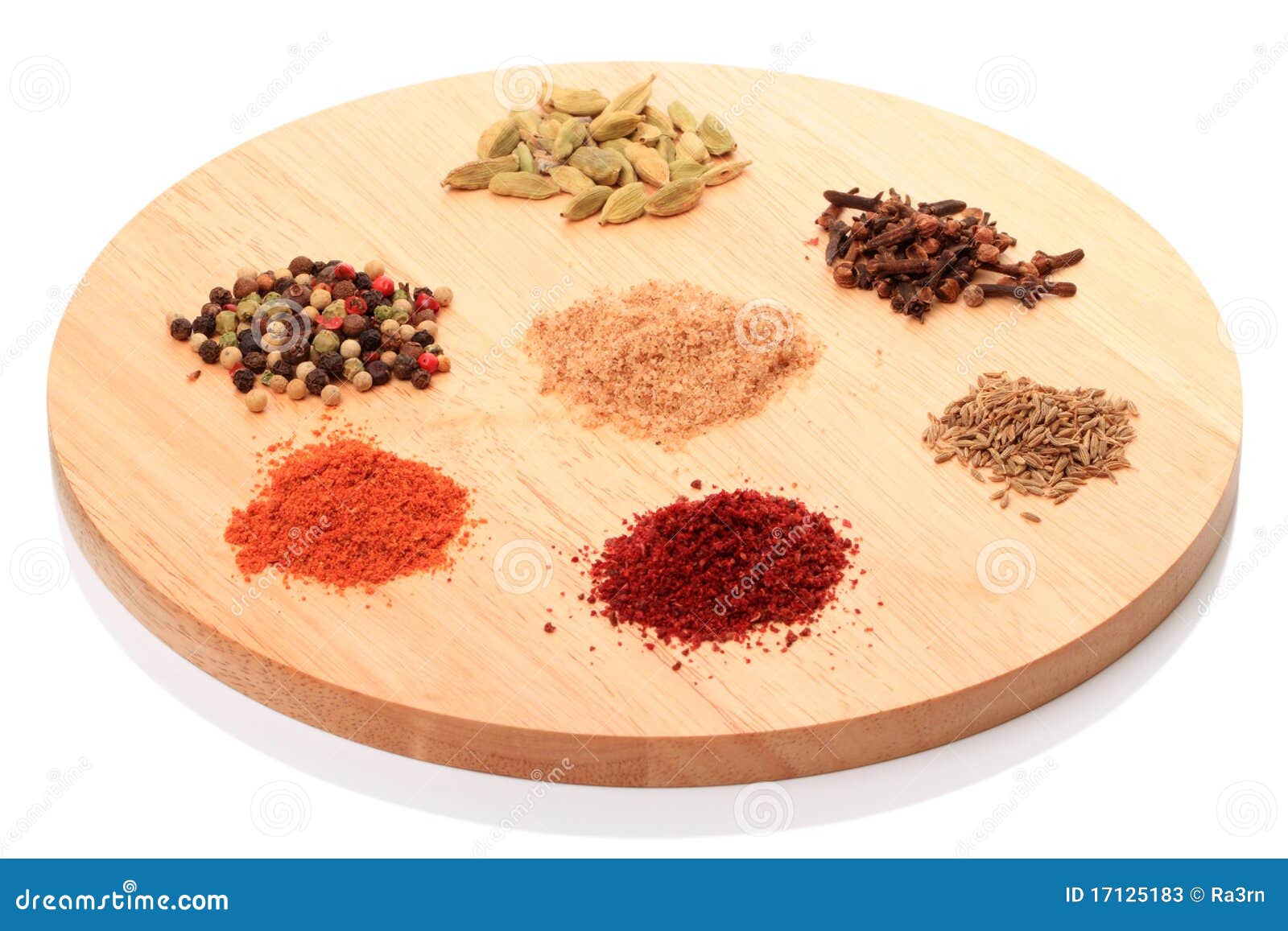 Spices on a round board stock image. Image of heap, herb - 17125183