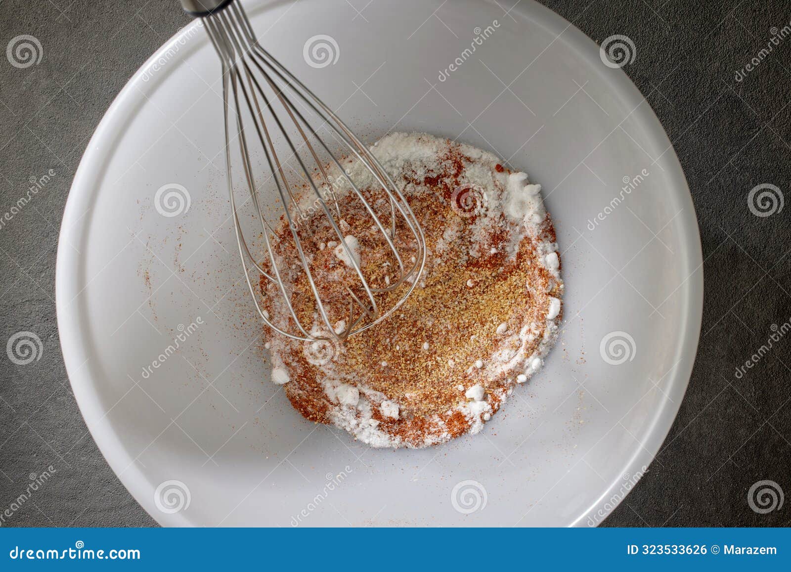 Spices with Salt and Baking Powder are Mixed in a White Bowl Stock ...