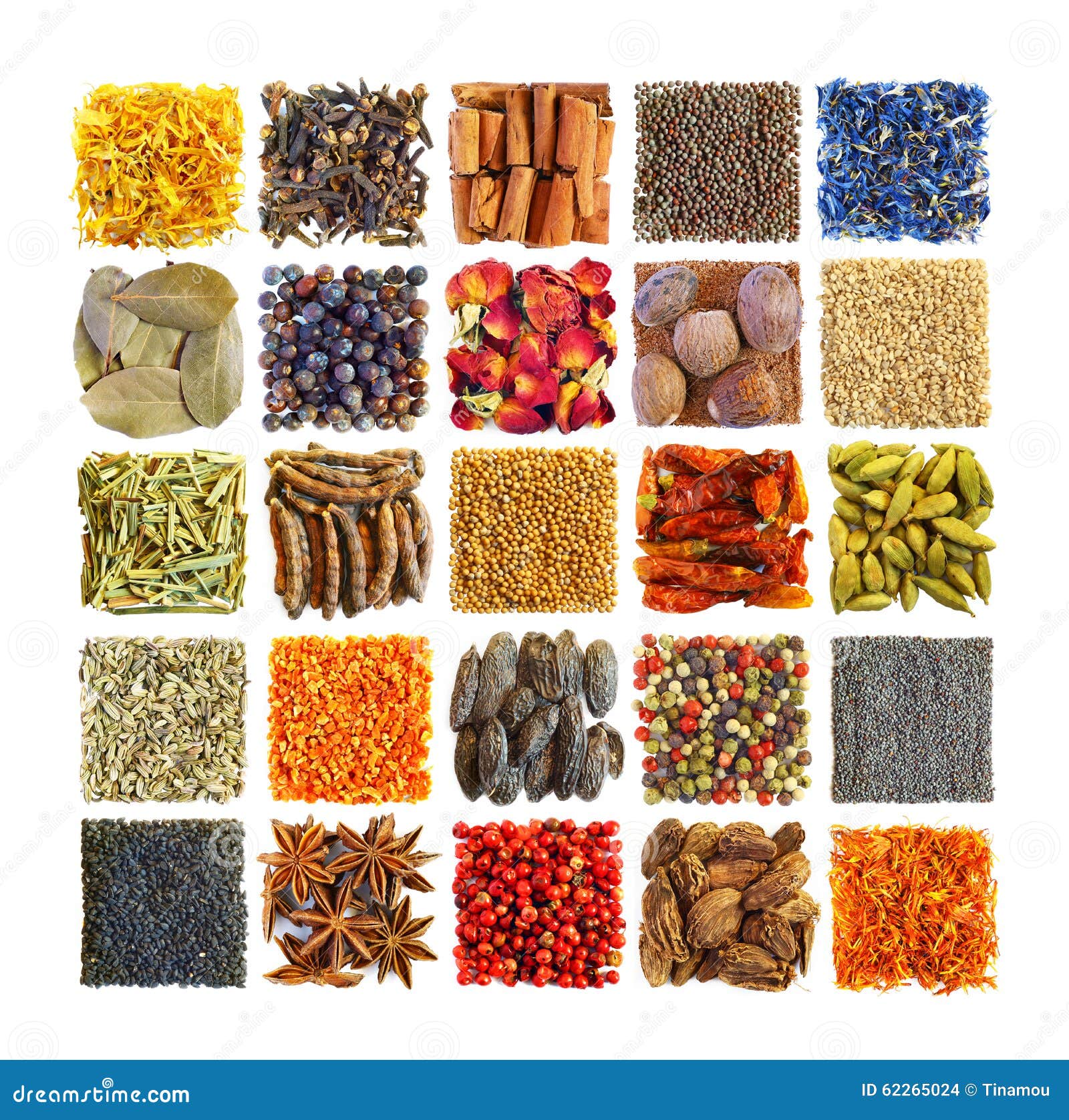 Spices and Seasonings in Square Composition Stock Photo - Image of ...