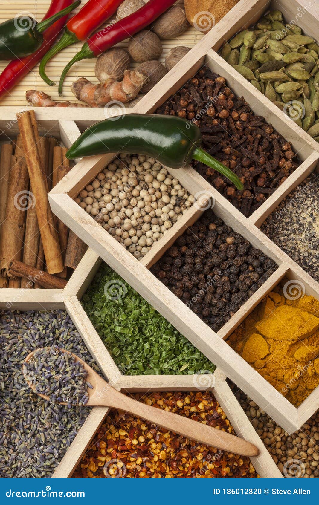Selection of Herbs and Spices Stock Photo - Image of used, chili: 186012820