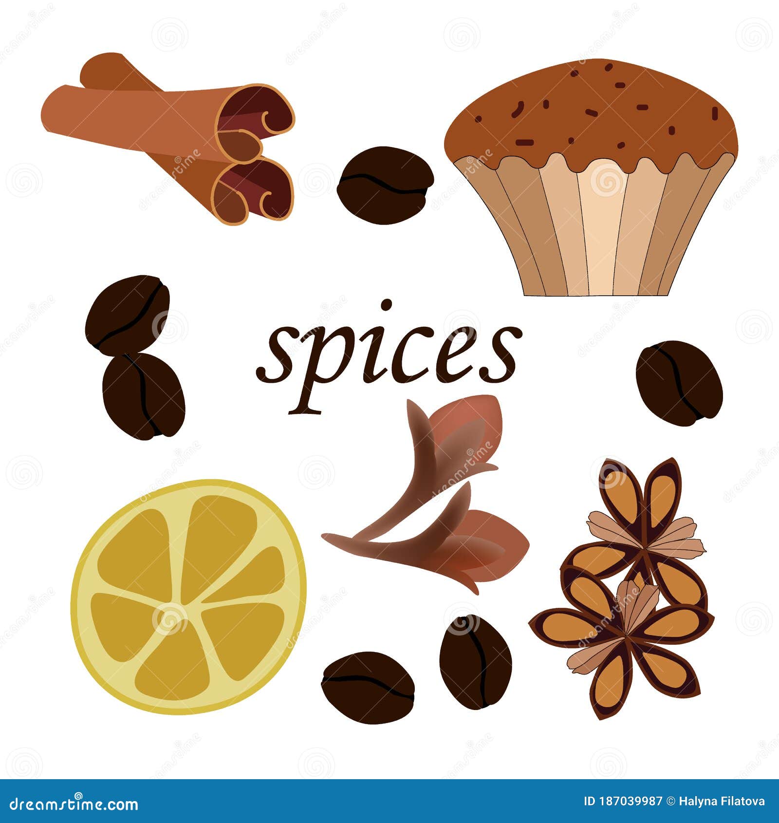 819 Spices, Set of Spices for Baking Stock Vector - Illustration of ...