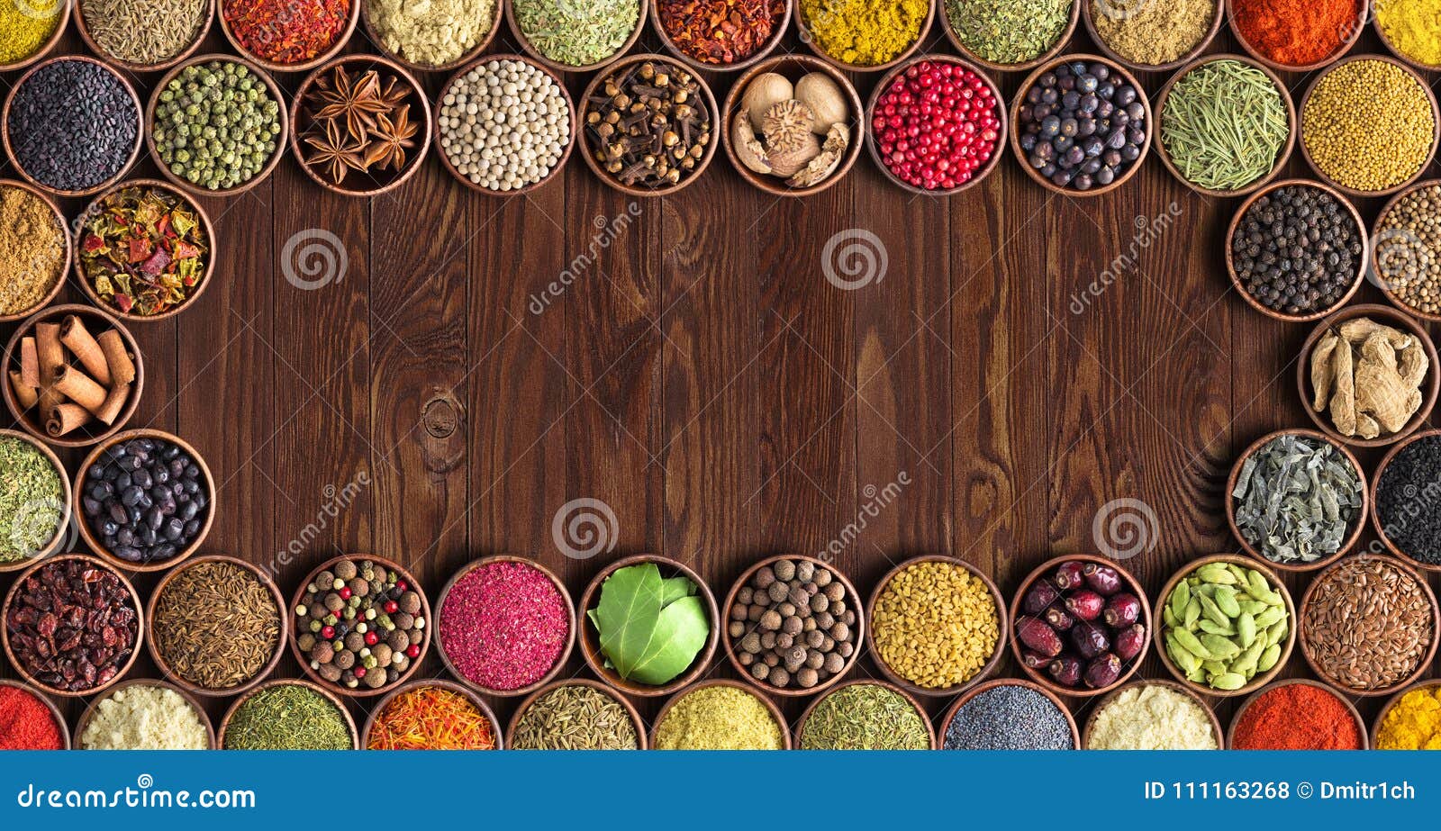 Spices Set on a Table with Empty Space Stock Photo - Image of herb ...