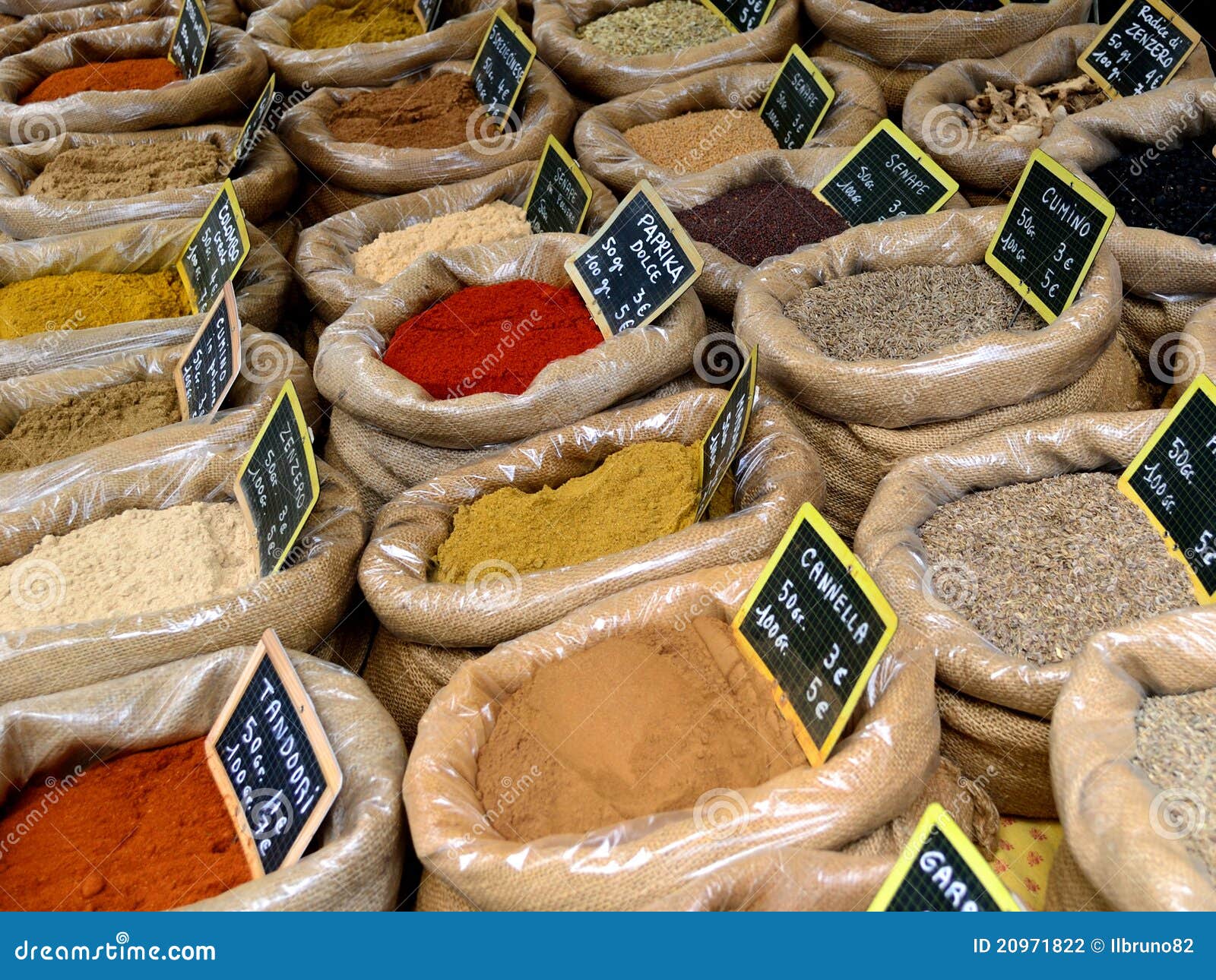 Spices in a shop stock photo. Image of paprika, aroma - 20971822