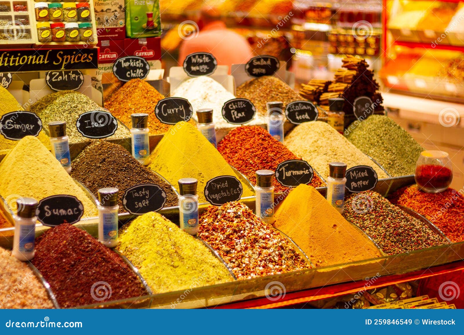 Spices in the Spice Bazaar in Istanbul, Turkey. Editorial Stock Image ...