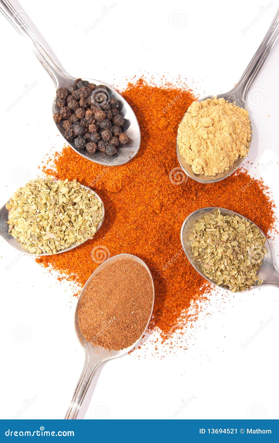 Spices on spoons stock image. Image of boil, bark, loose - 13694521