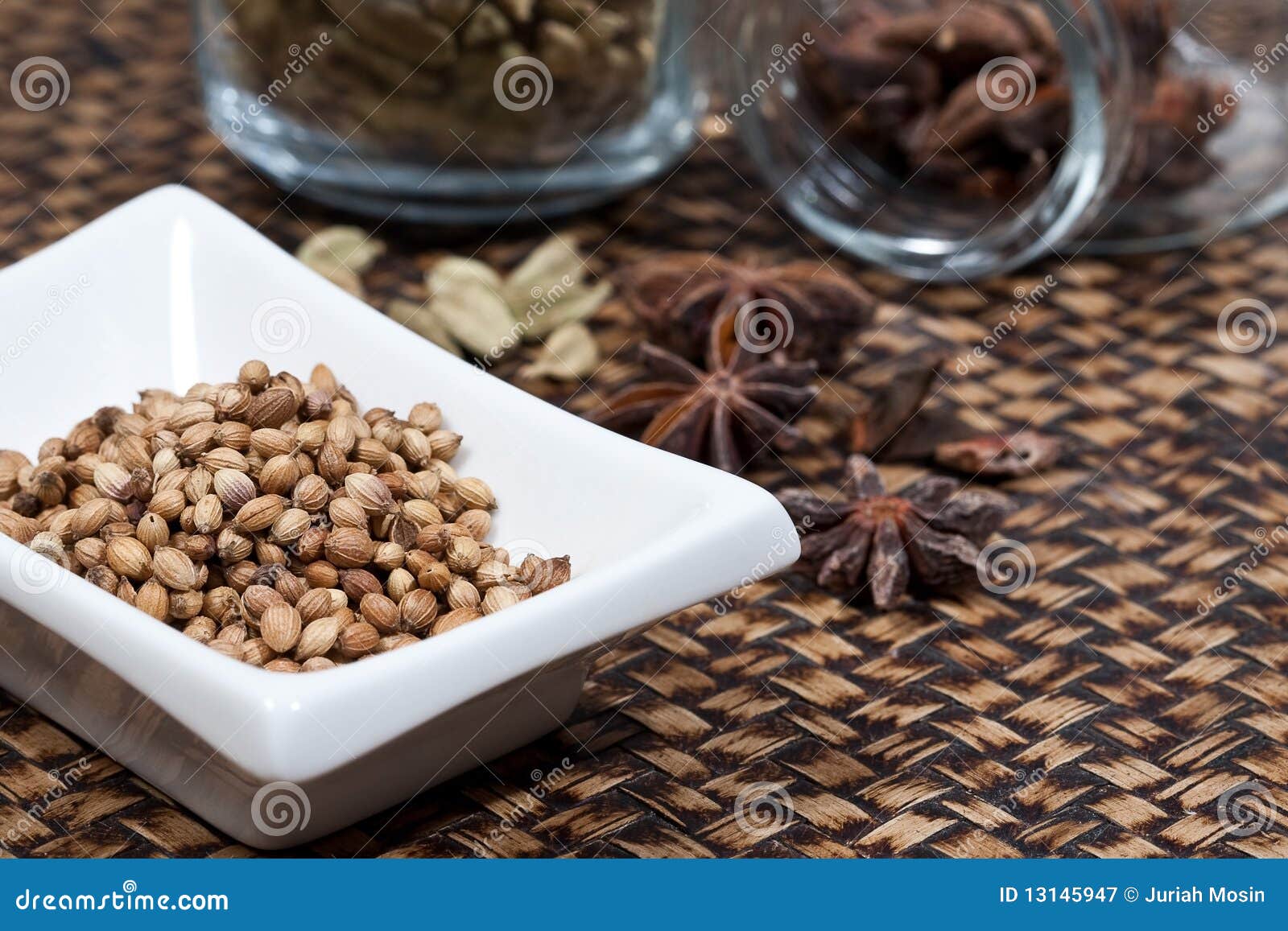 Spices, Star Anise, Cardamom and Coriander. Stock Image - Image of ...