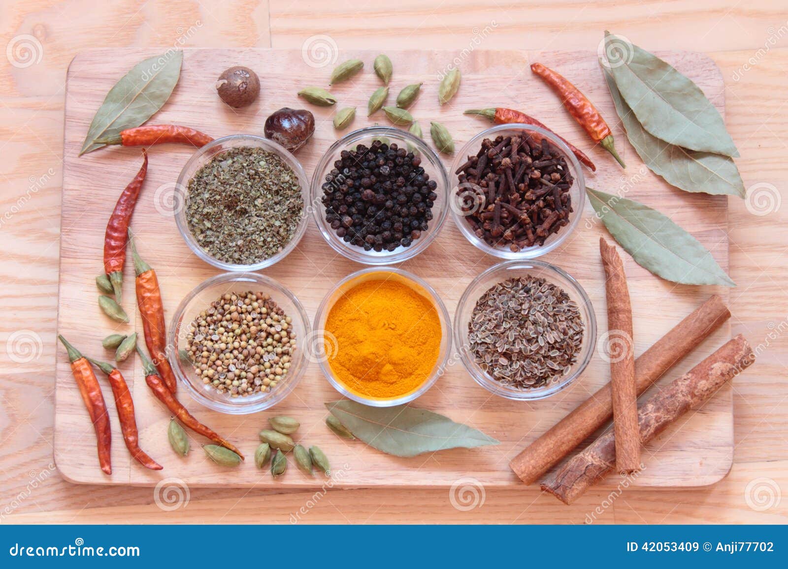Spices on the table stock image. Image of herb, curry - 42053409