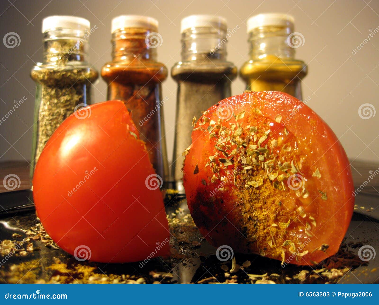 Spices on tomato stock image. Image of tasty, seeds, shiny - 6563303