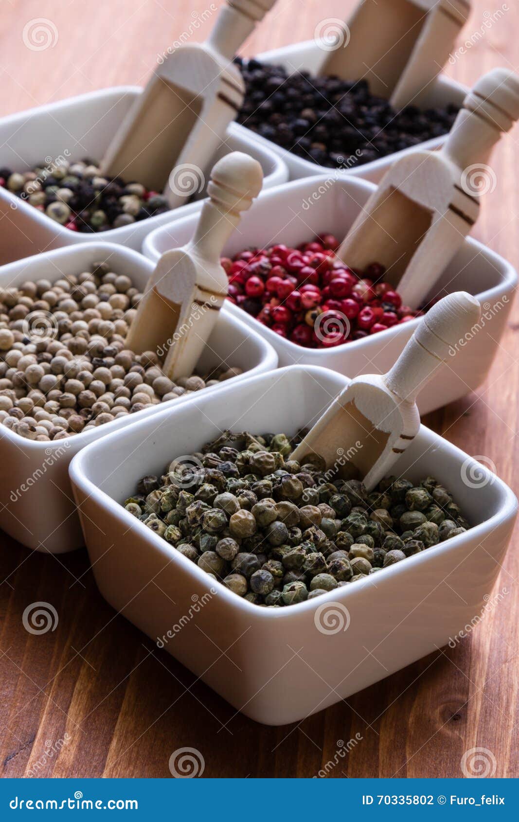 Spices in White Square Bowls Stock Photo - Image of food, freshness ...