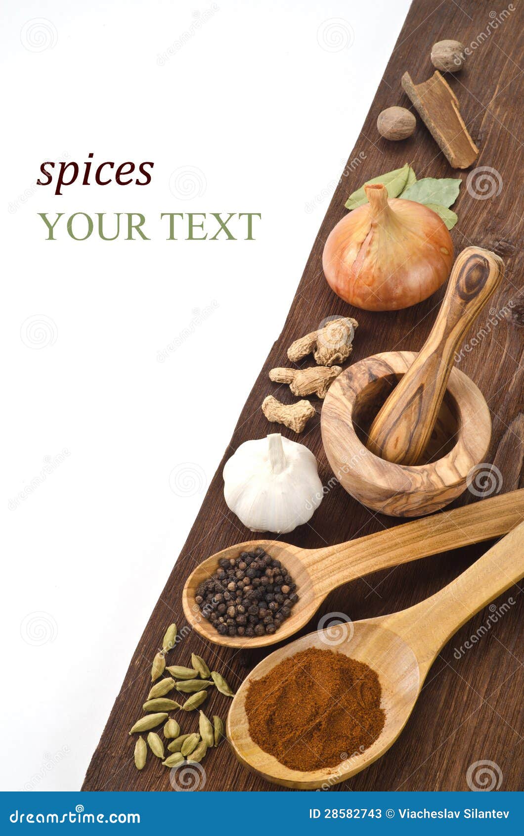Spices on Wooden Background Stock Image - Image of aromatic, cooking ...