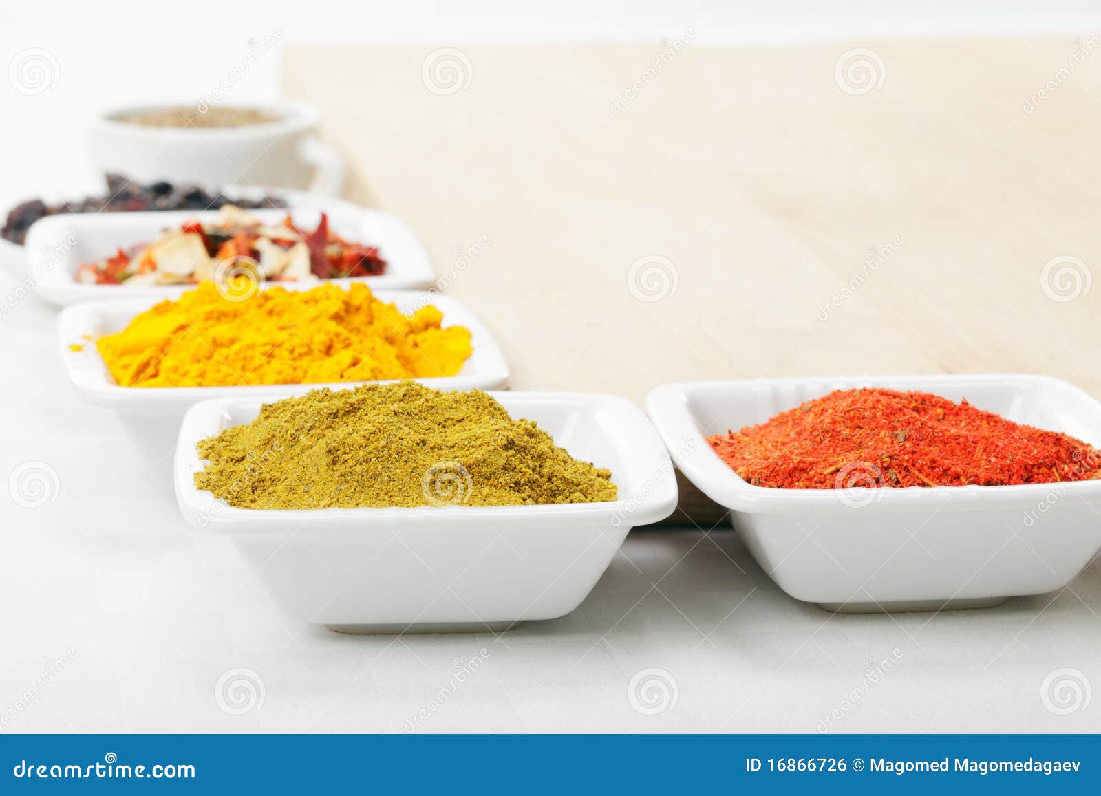 Spices at wooden board stock photo. Image of nutrition - 16866726