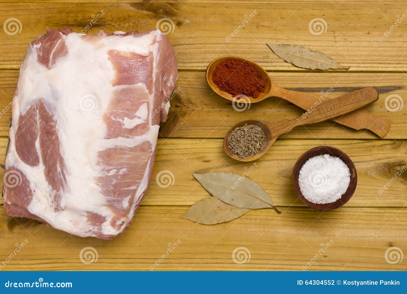 Spices in Wooden Spoons for Cooking Meat Stock Photo - Image of ...