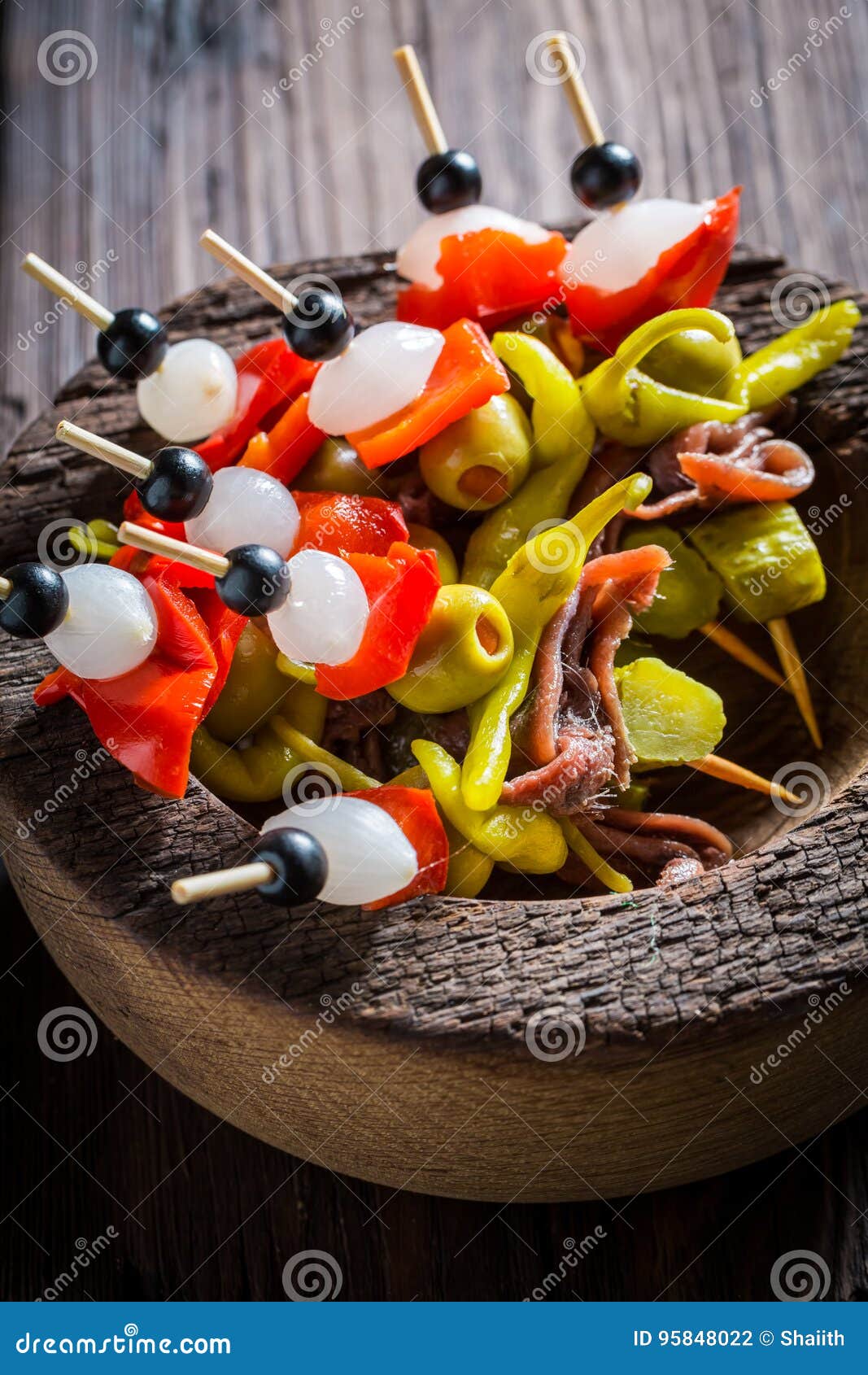 Spicy Banderillas for Spanish Corrida Stock Photo - Image of snack ...