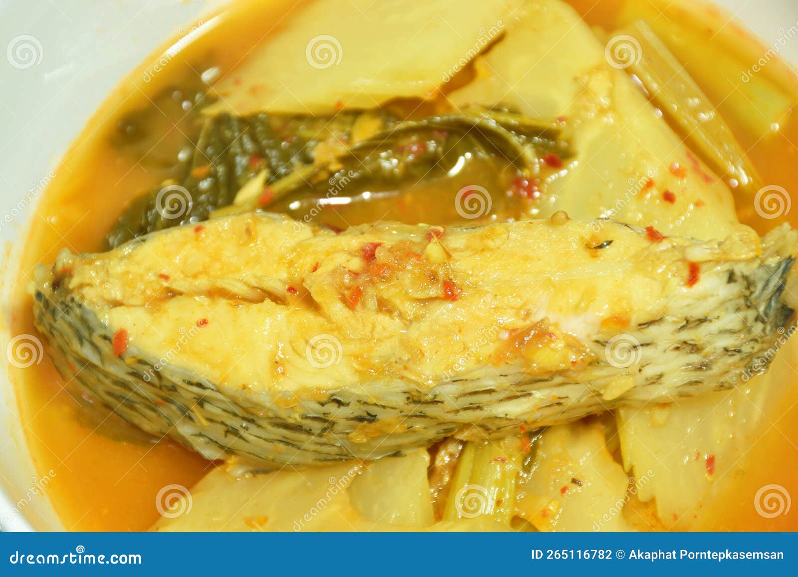 Spicy Boiled Snakehead Fish and Mixed Vegetable in Spicy Soup on Bowl Stock Photo - Image of ...
