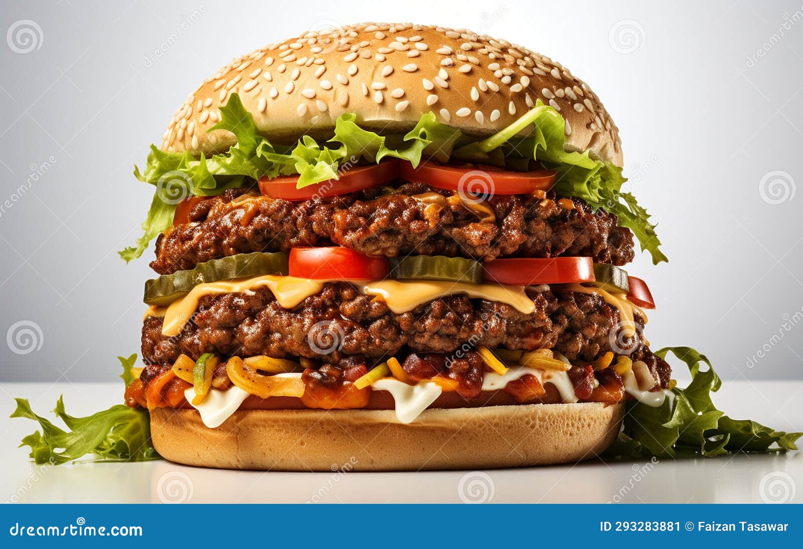 Spicy Burger on a White Background -Generative AI Stock Image - Image ...