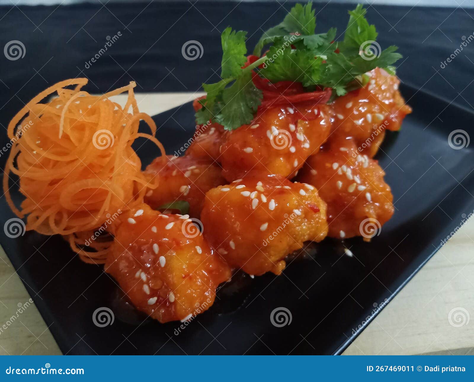 Spicy Chicken Bonless Sesame Seed Stock Image - Image of chicken ...