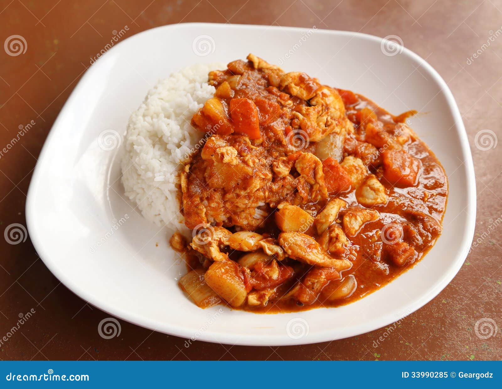 Spicy Chicken Curry and Rice Stock Image - Image of closeup, indian ...