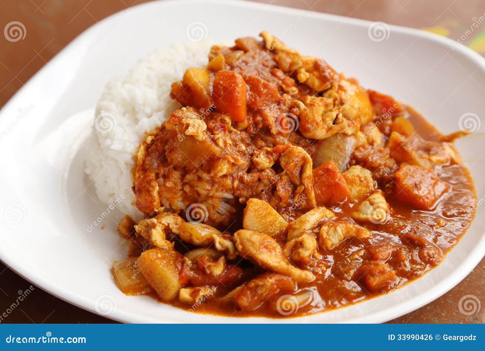 Spicy Chicken Curry and Rice Stock Photo - Image of asian, indian: 33990426