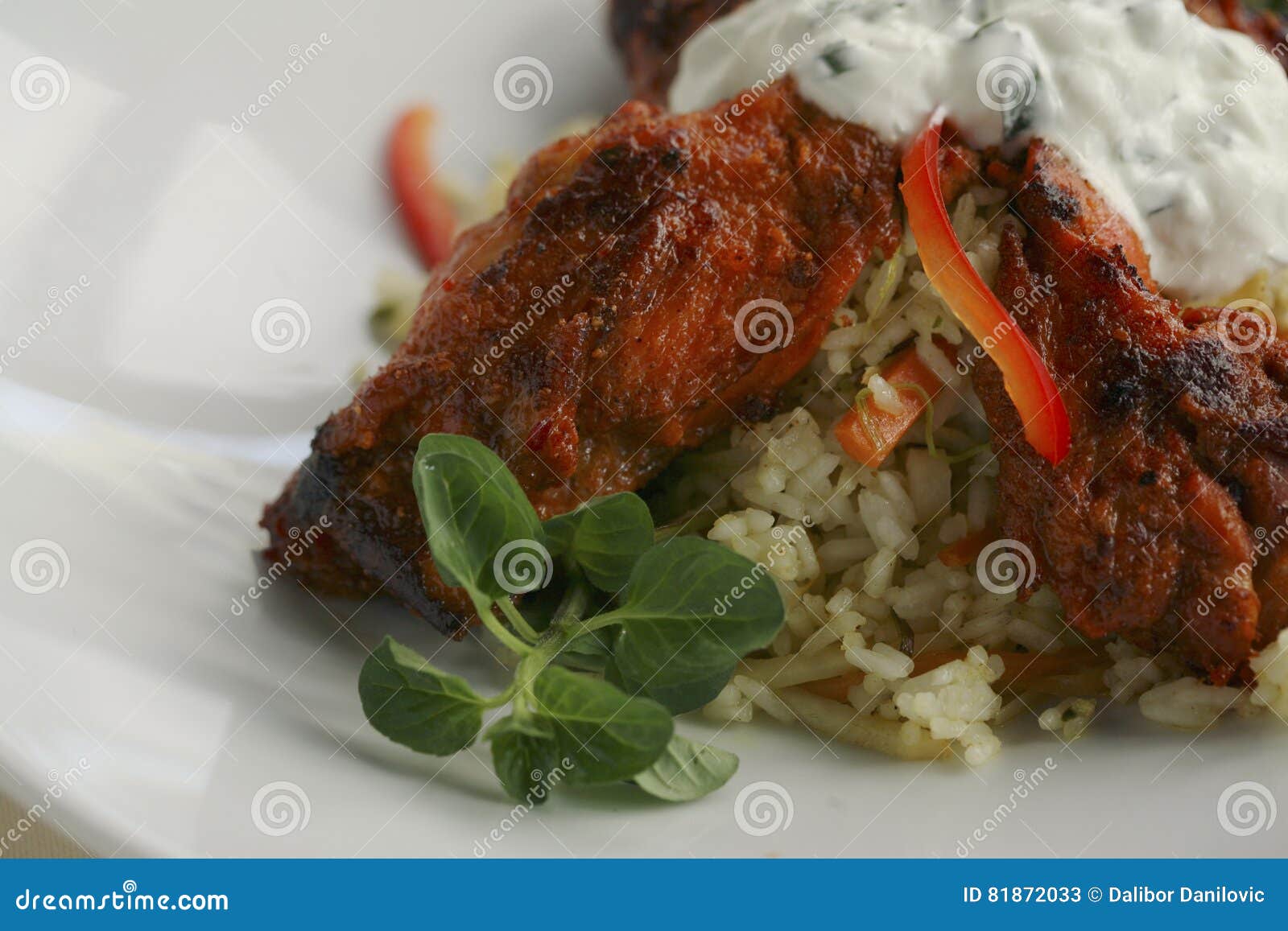 Spicy Chicken Meat Served in a Restaurant Stock Image - Image of spices ...