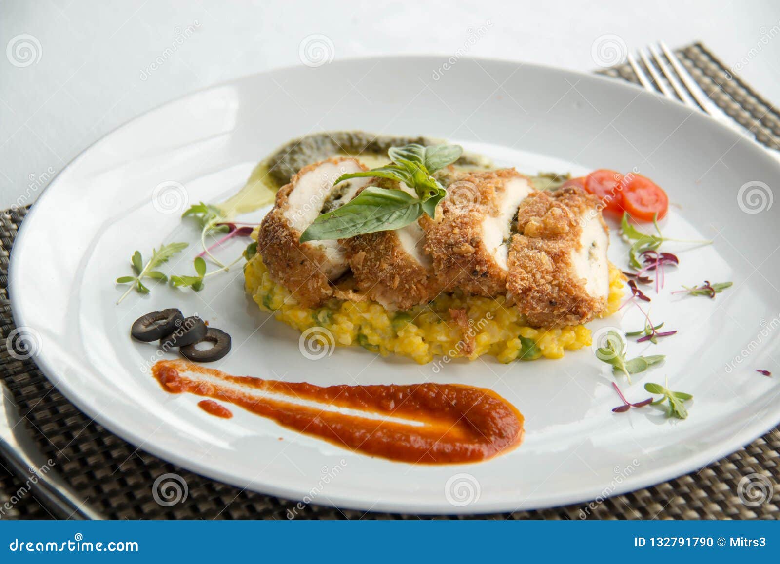 Spicy Chicken Steak with Rice Stock Photo - Image of background, steak ...