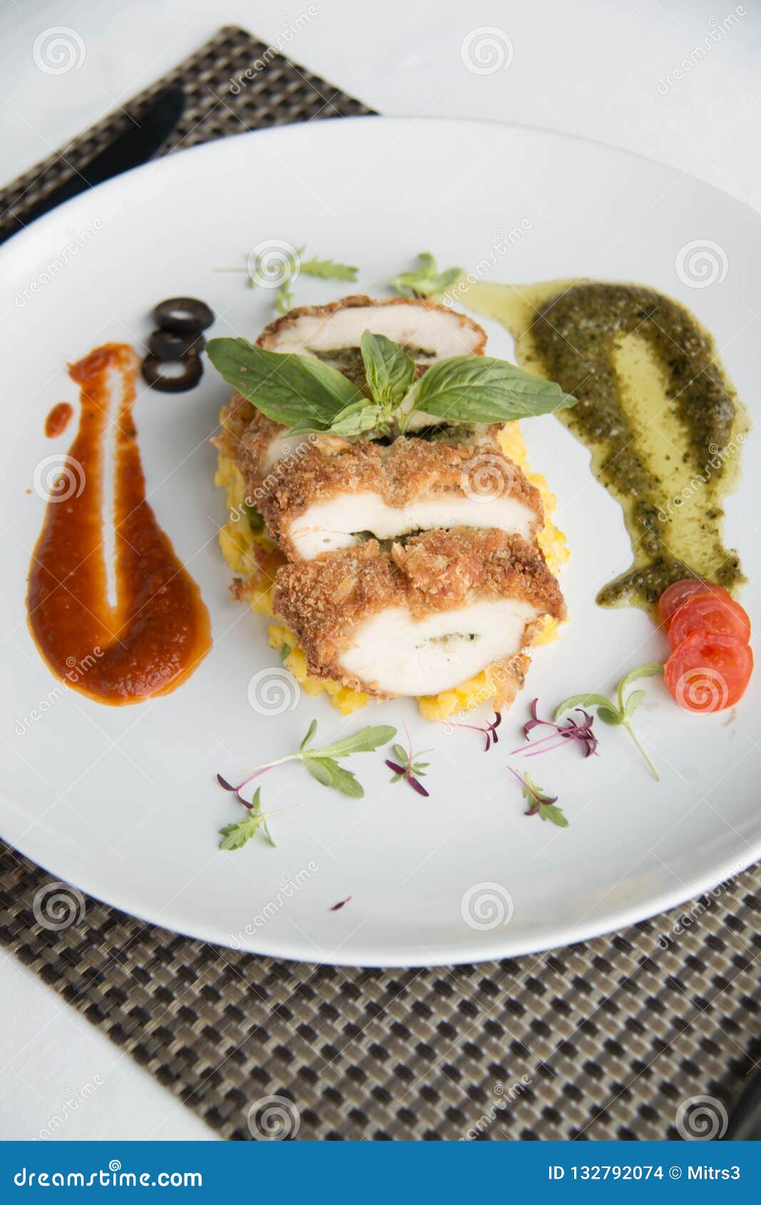 Spicy Chicken Steak with Rice Stock Photo - Image of dinner, portion ...