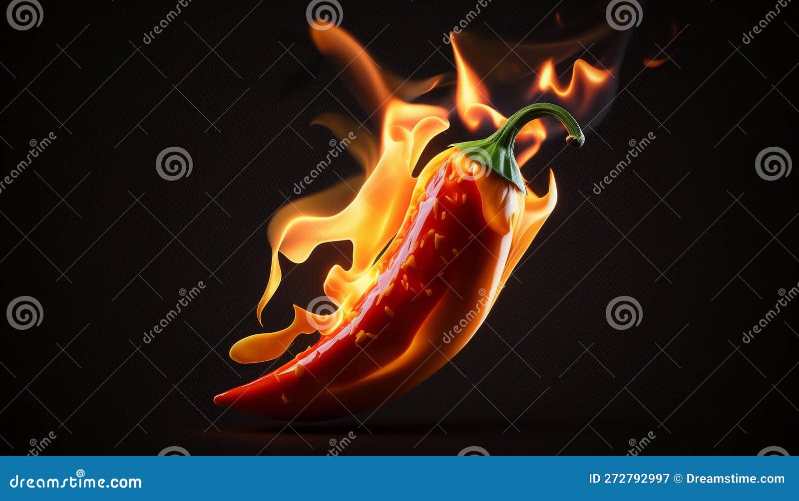 Spicy Chili on Fire on Black Background, Generative Ai Stock Image ...