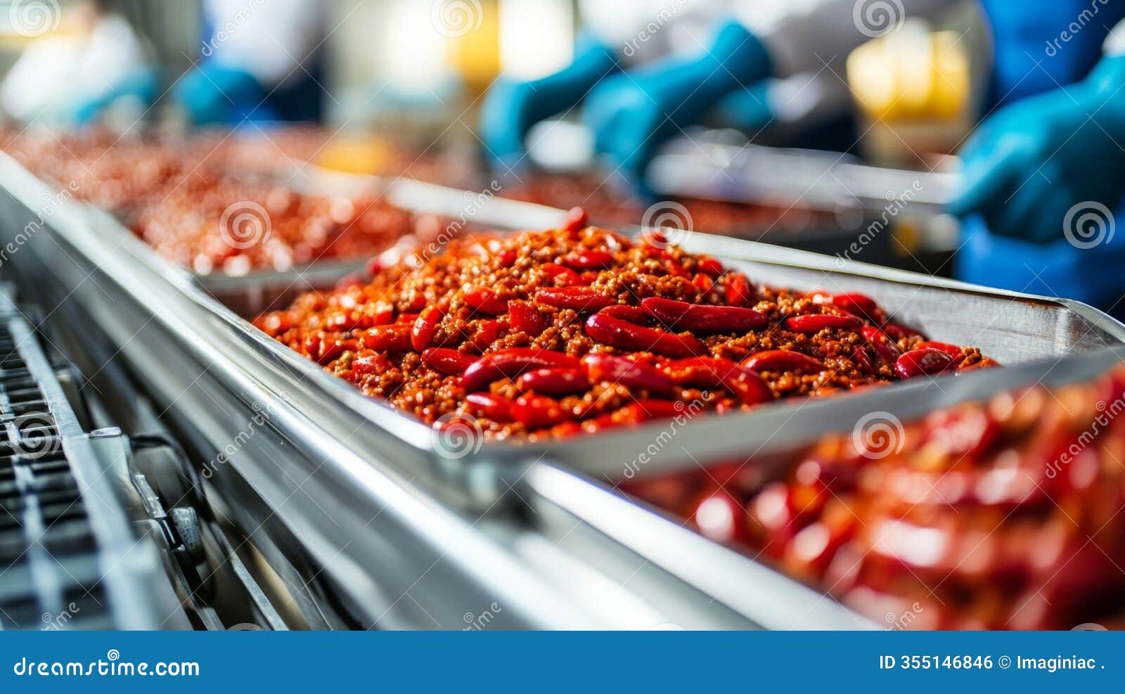 Spicy Chili Peppers Conveyor Belt Food Processing Stock Illustration ...