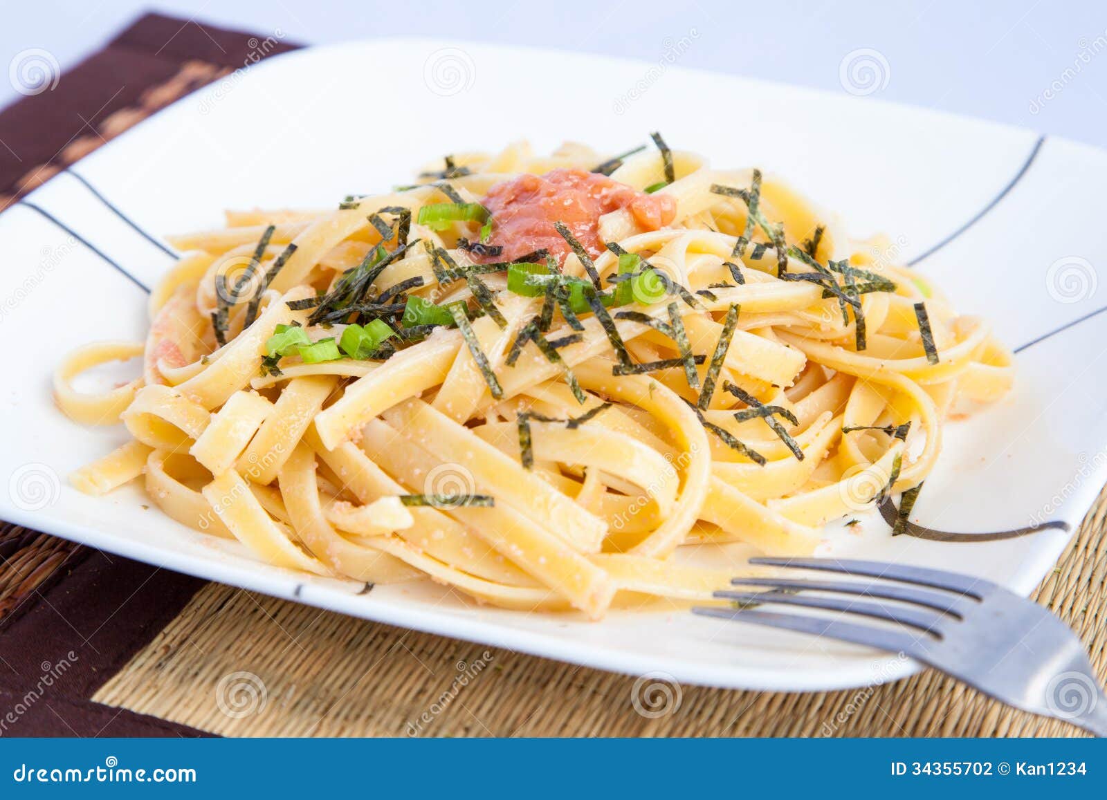 Spicy Cod Roe Spaghetti with Fork Stock Photo - Image of cuisine, spicy ...