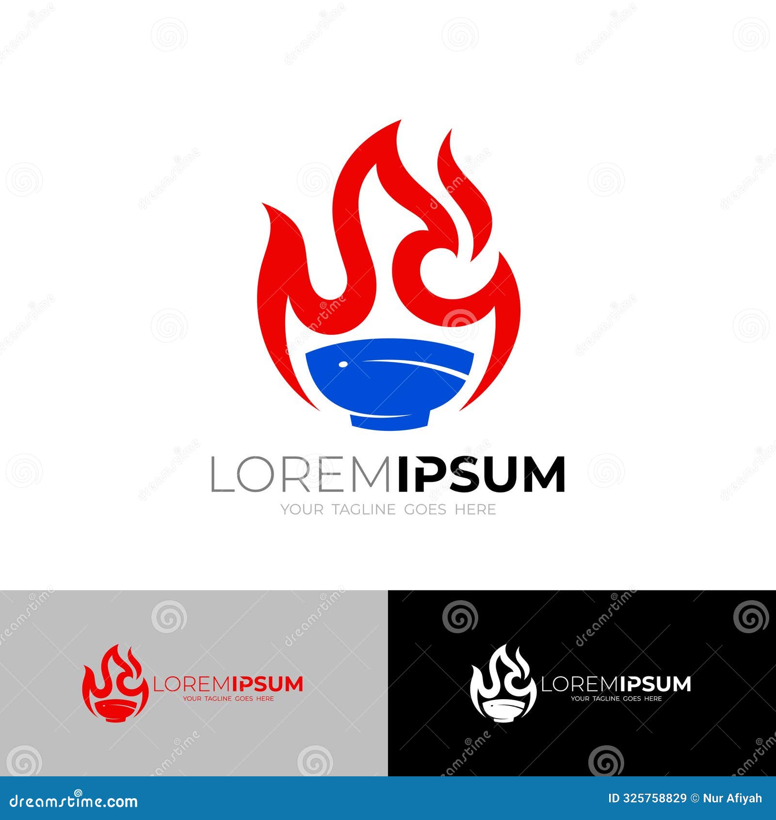 Spicy Cooking Logo, Bowl and Burning Fire, Restaurant Logos Stock ...