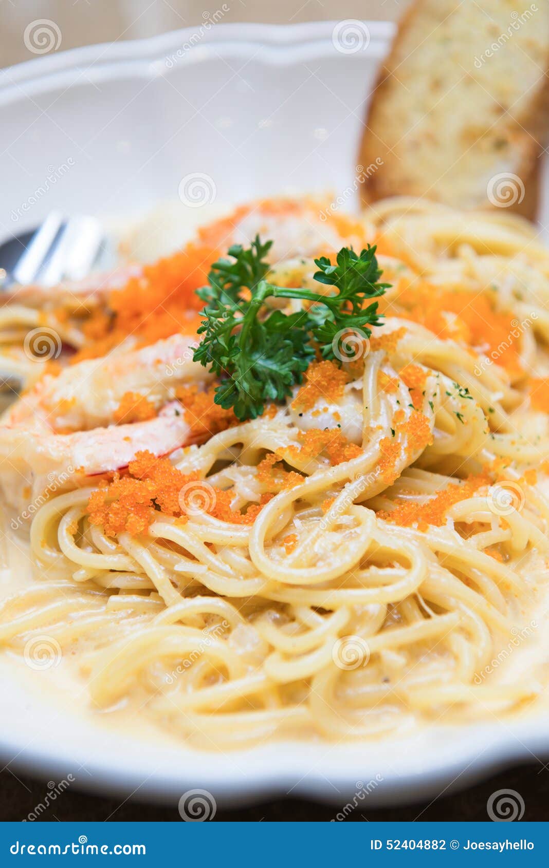 Spicy ebiko spaghetti stock photo. Image of healthy, cuisine - 52404882