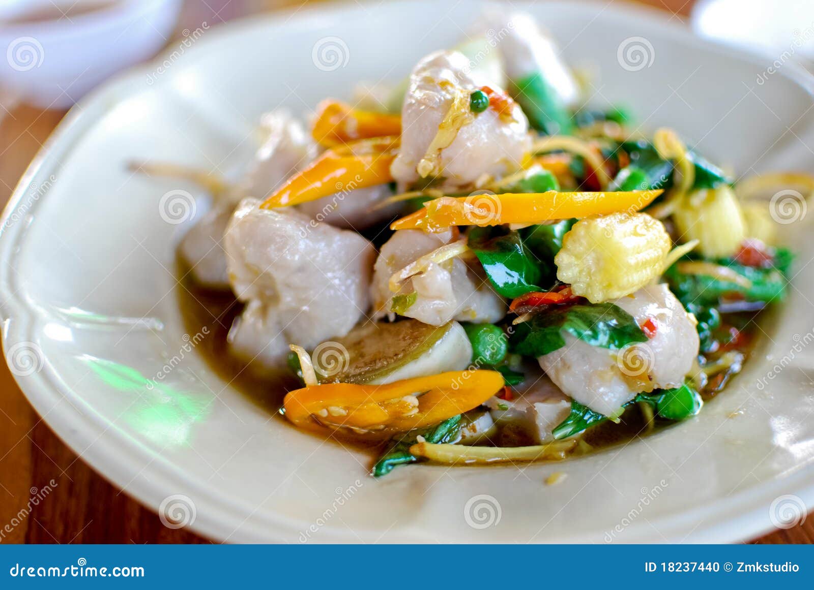 Spicy Fish Ball Fried with Vegetables Stock Photo - Image of fish ...