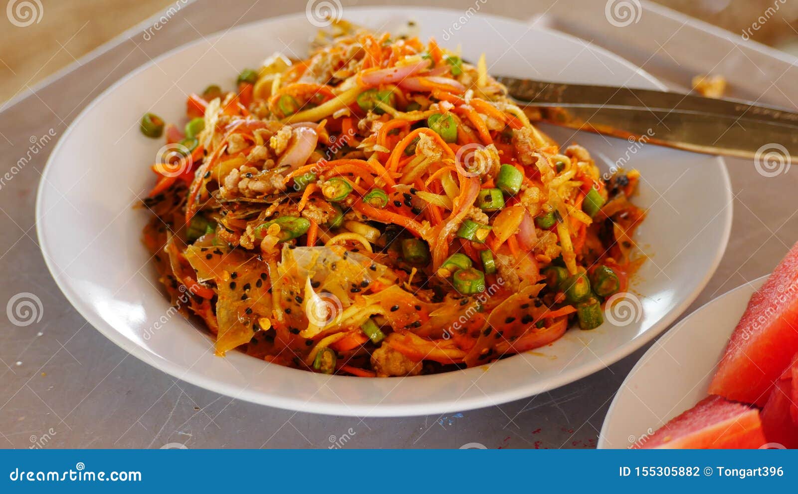 Spicy food stock photo. Image of detail, blurred, green - 155305882