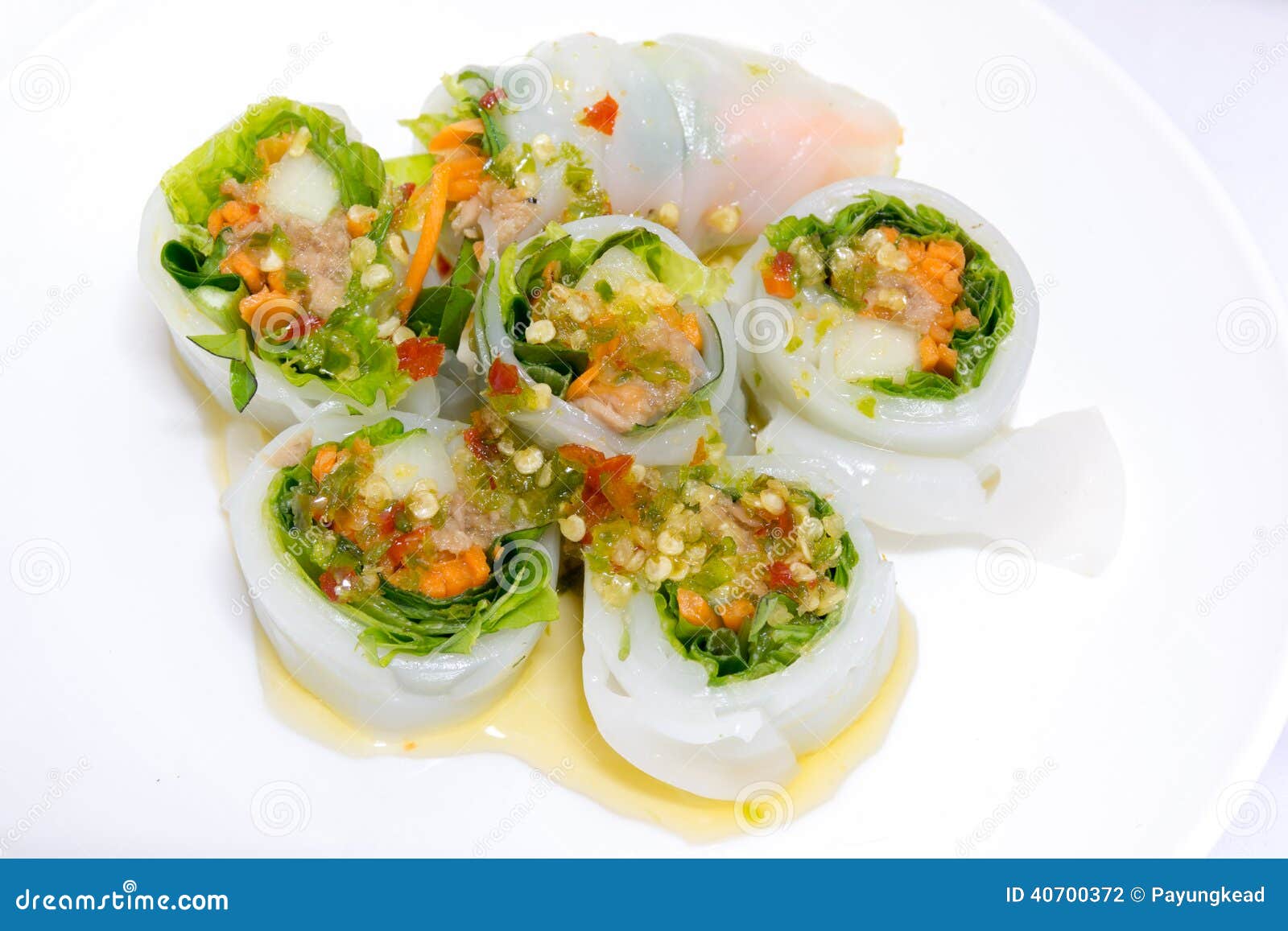 Spicy Fresh Noodle Spring Roll Stock Photo - Image of freshness ...