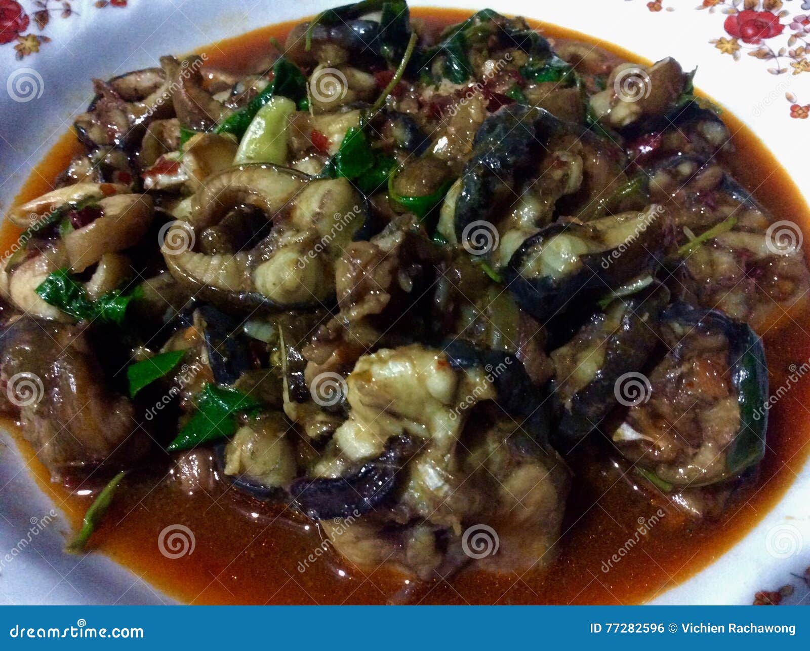 Spicy fried eel stock photo. Image of gravy, stew, pieces - 77282596