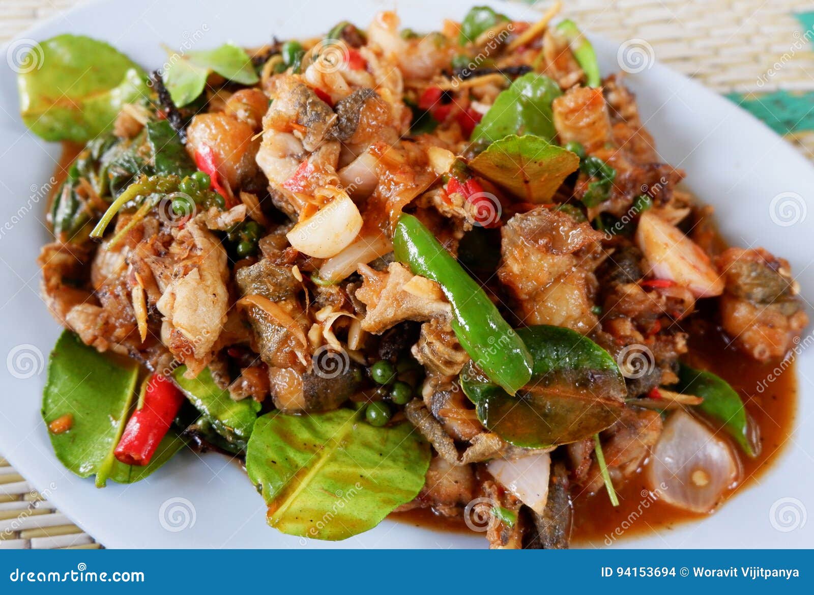 Spicy fried frog stock photo. Image of ingredient, juicy - 94153694